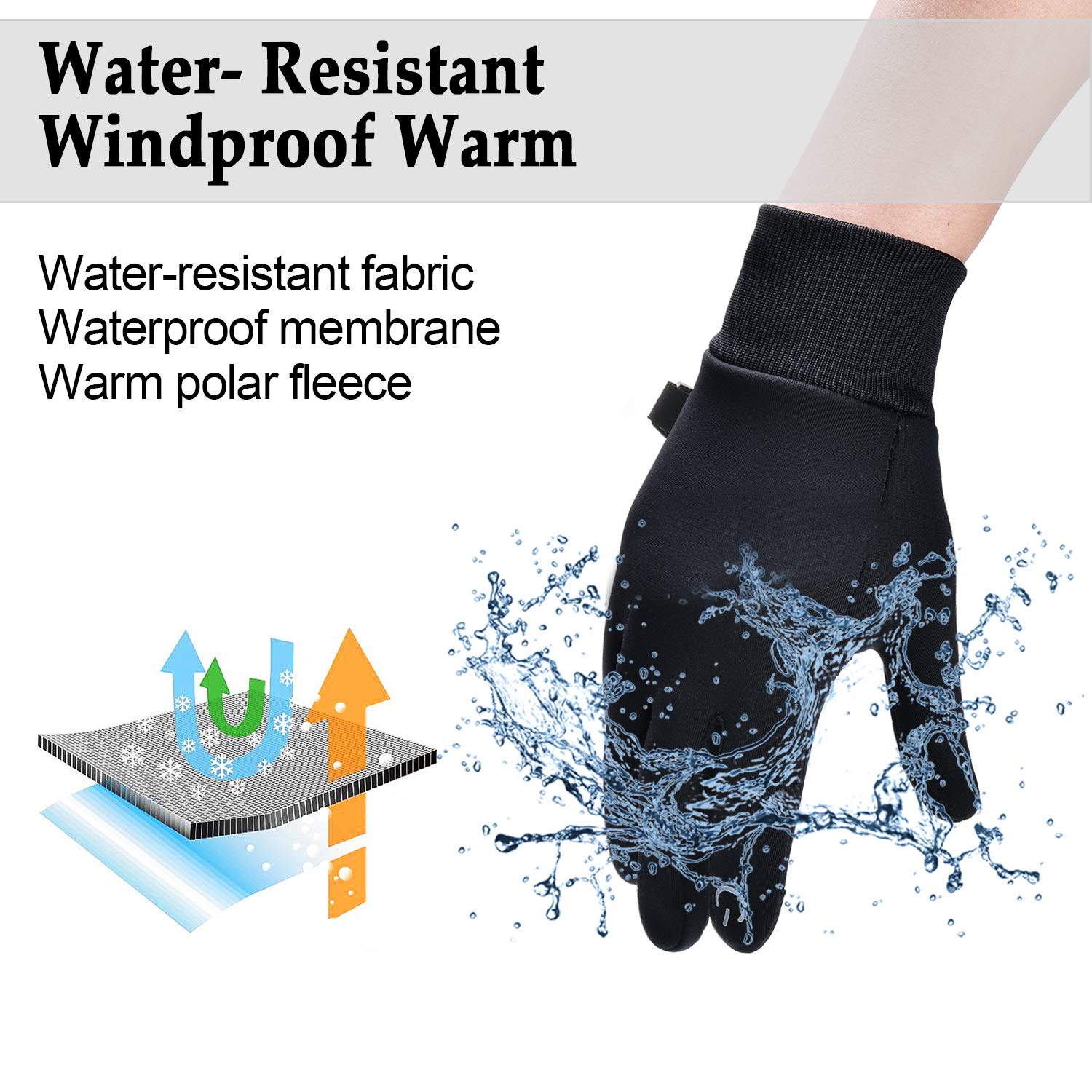 EAGLEFLY Touch Screen Lightweight Winter Gloves, Warm Water Resistant Gloves for Walking,Riding,Cycling,Running and Driving