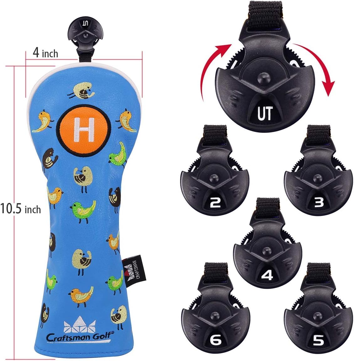 Craftsman Golf Birdie Birds Driver Fairway Wood Hybrid Headcovers for Ping Adams Etc.(3pcs (1,F,H))