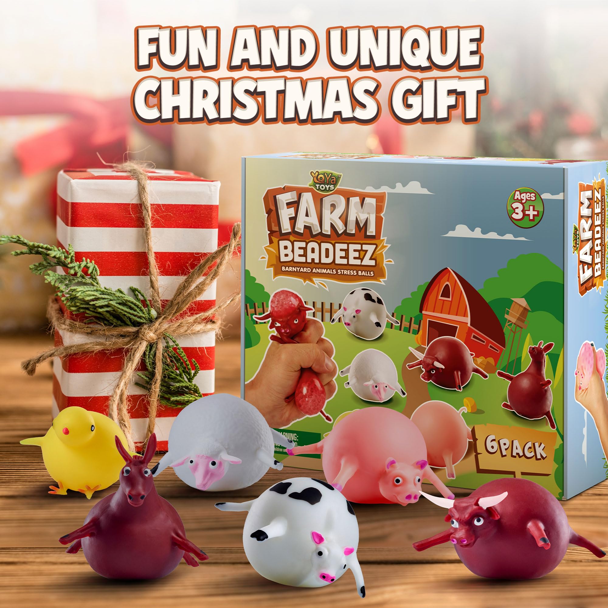 Yoya Farm Freinds DNA Balls - Fidget Stress Ball - Colorful Soft Squishy - Mental Stimulation, Clarity, Focus Tool - Fun Squishies - 6 Pack