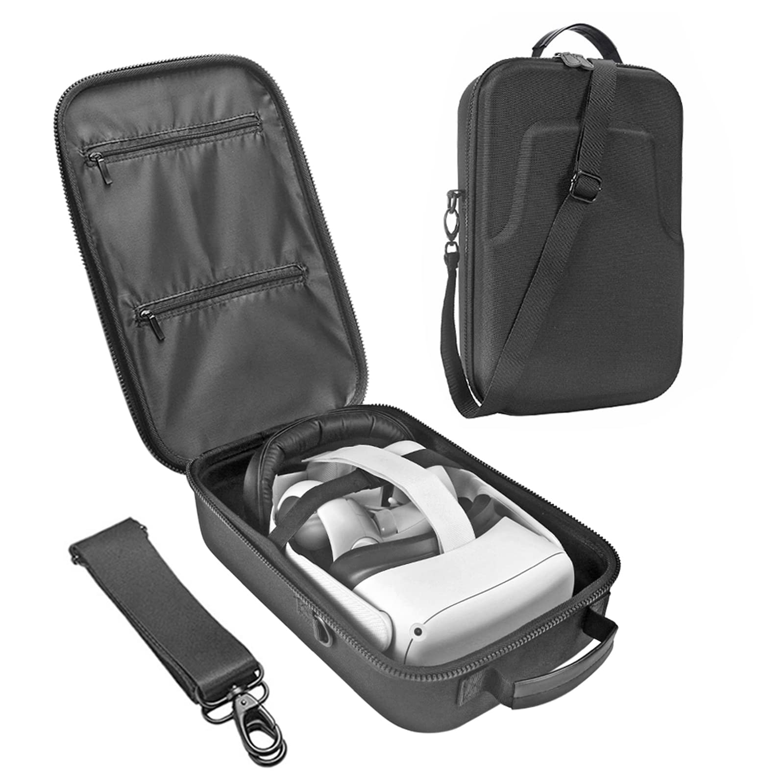 Esimen Fashion Travel Case for Oculus Quest 2, Quest 1, Elite Strap Grip Link Cable Accessories Carrying Case (Black)