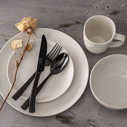 Gibson Home Gibson Elite Flatware Set, Service for 4 (20pcs), Hammered Black