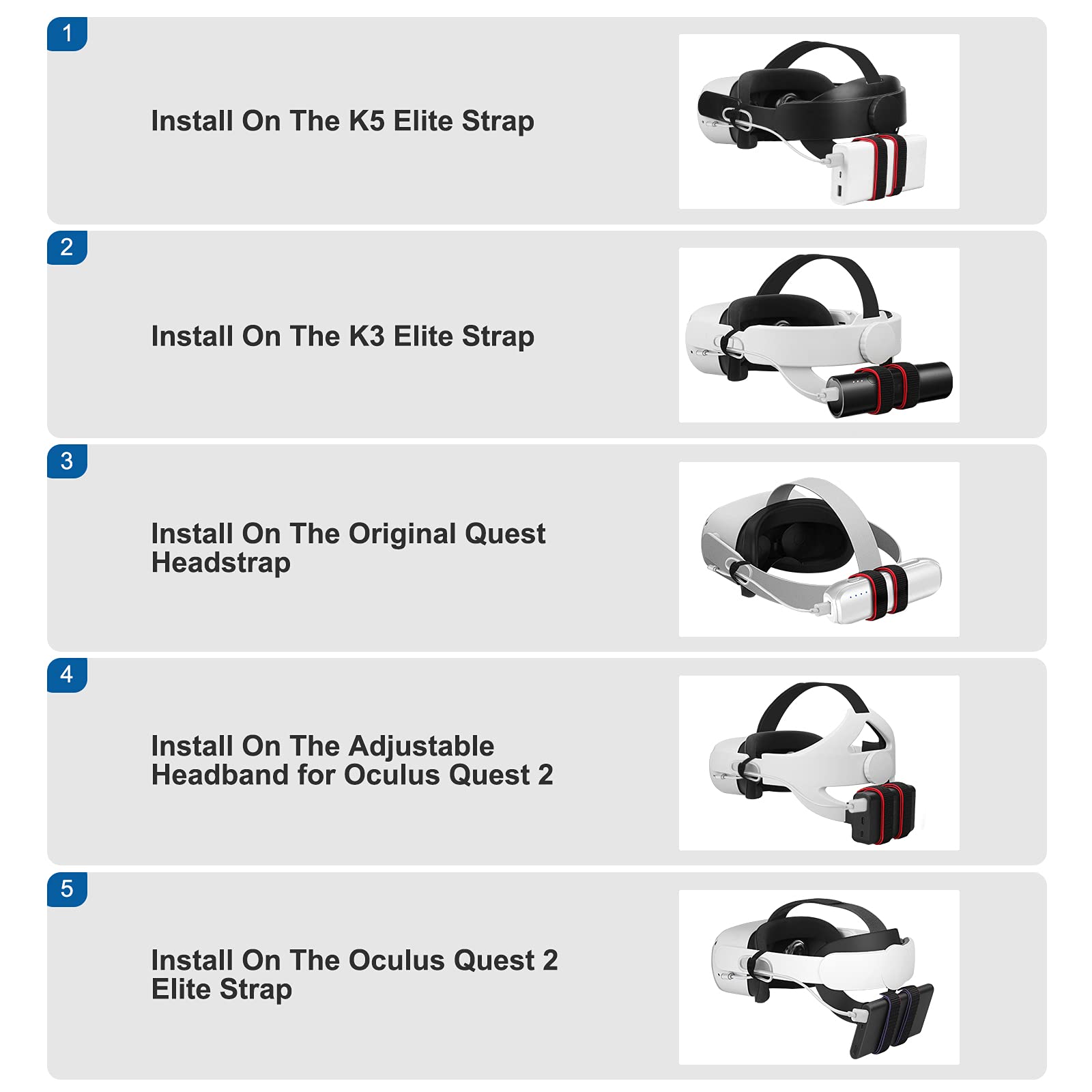 Esimen Power Bank Battery Strap for Oculus Quest 2 Elite Strap, Accessories for Meta Quest 2 - Fixing on The VR Headset Strap(Black)