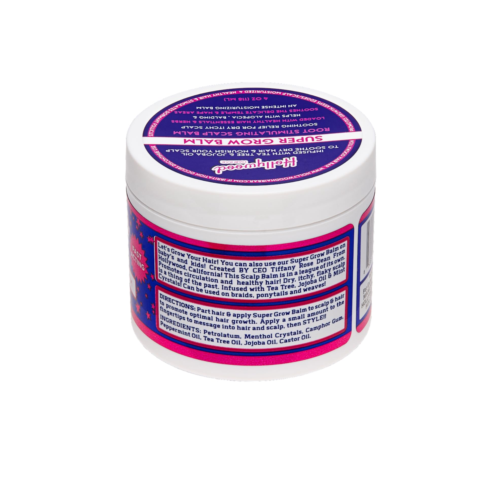 Hollywood Hair Bar Super Grow Scalp Balm - Revitalizing Scalp Balm, Vegan and Cruelty Free, 4 oz