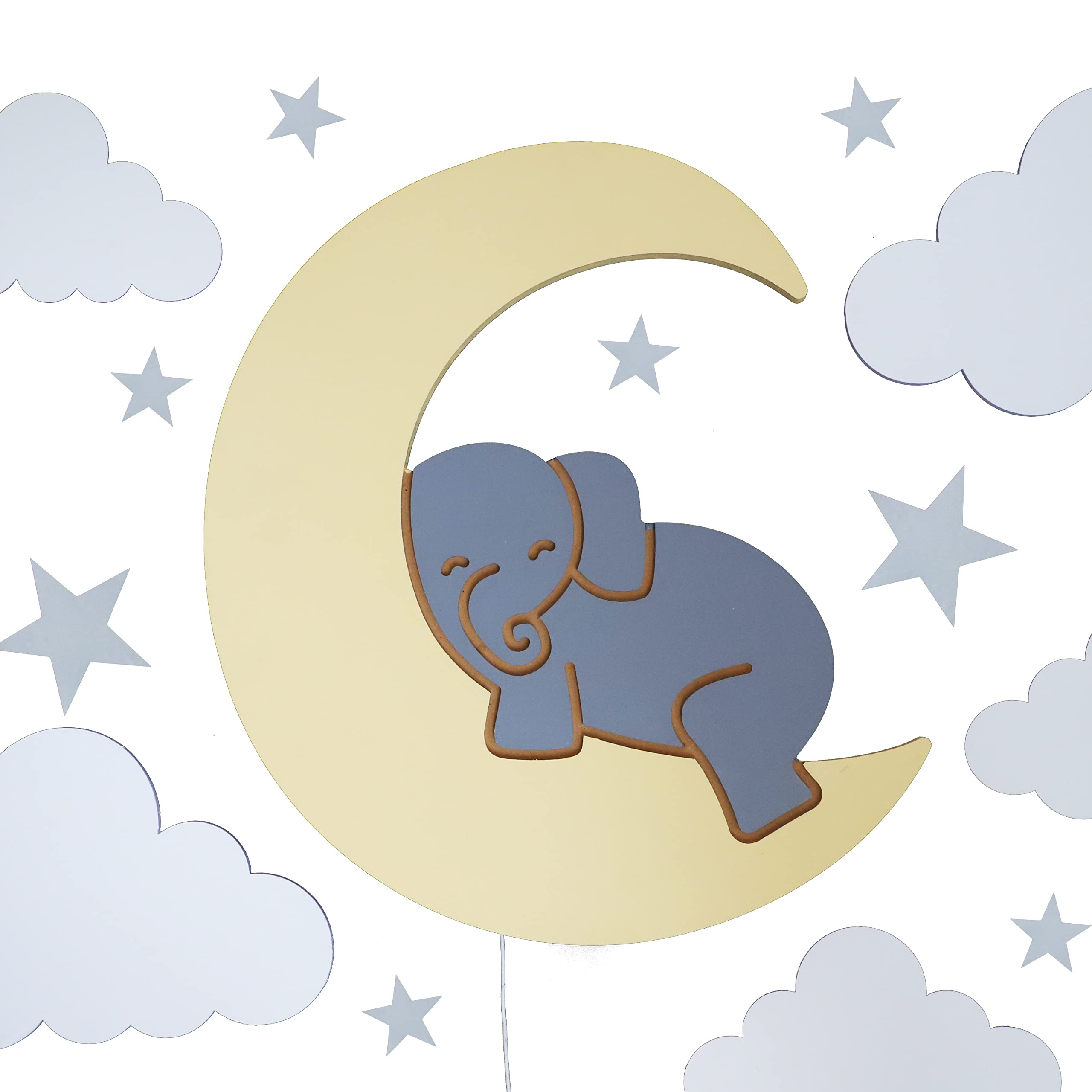 Goods by Hos Elephant Night Light – Elephant LED Night Lamp for Nursery – Cute Sleeping Elephant LED Wall Light for Kids Bedroom – Floating Wall Night Light for Nursery Elephant Decor