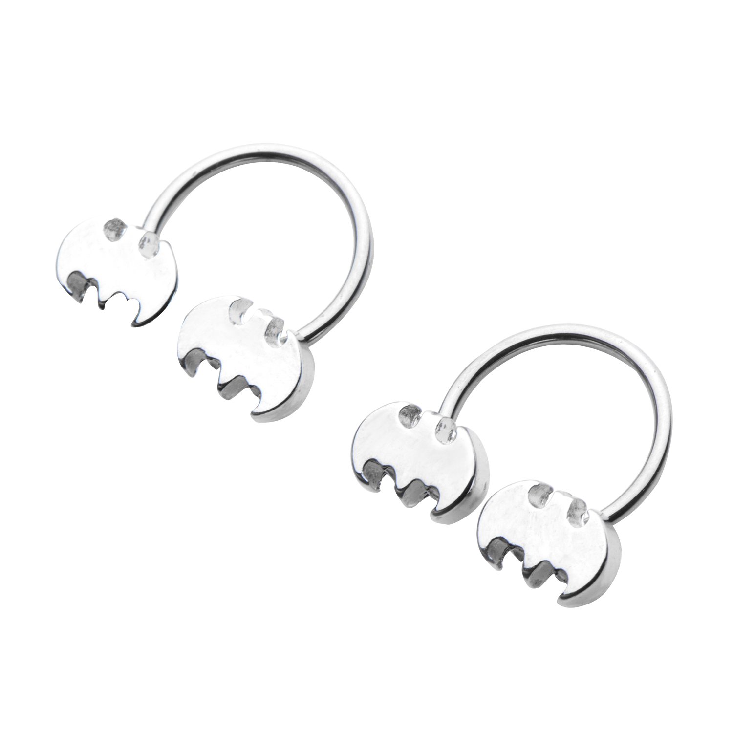 DC Comics Official Licensed Jewelry Unisex Batman Cut Out Logo Horseshoe Body Piercing Jewelr -18 Guage (3/8"). Available in One Size and Silver color.