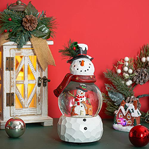 Topadorn Christmas Water Glass Snow Globes with Snowflakes Snow Globe,Music Box Holiday Decorative, Snowman