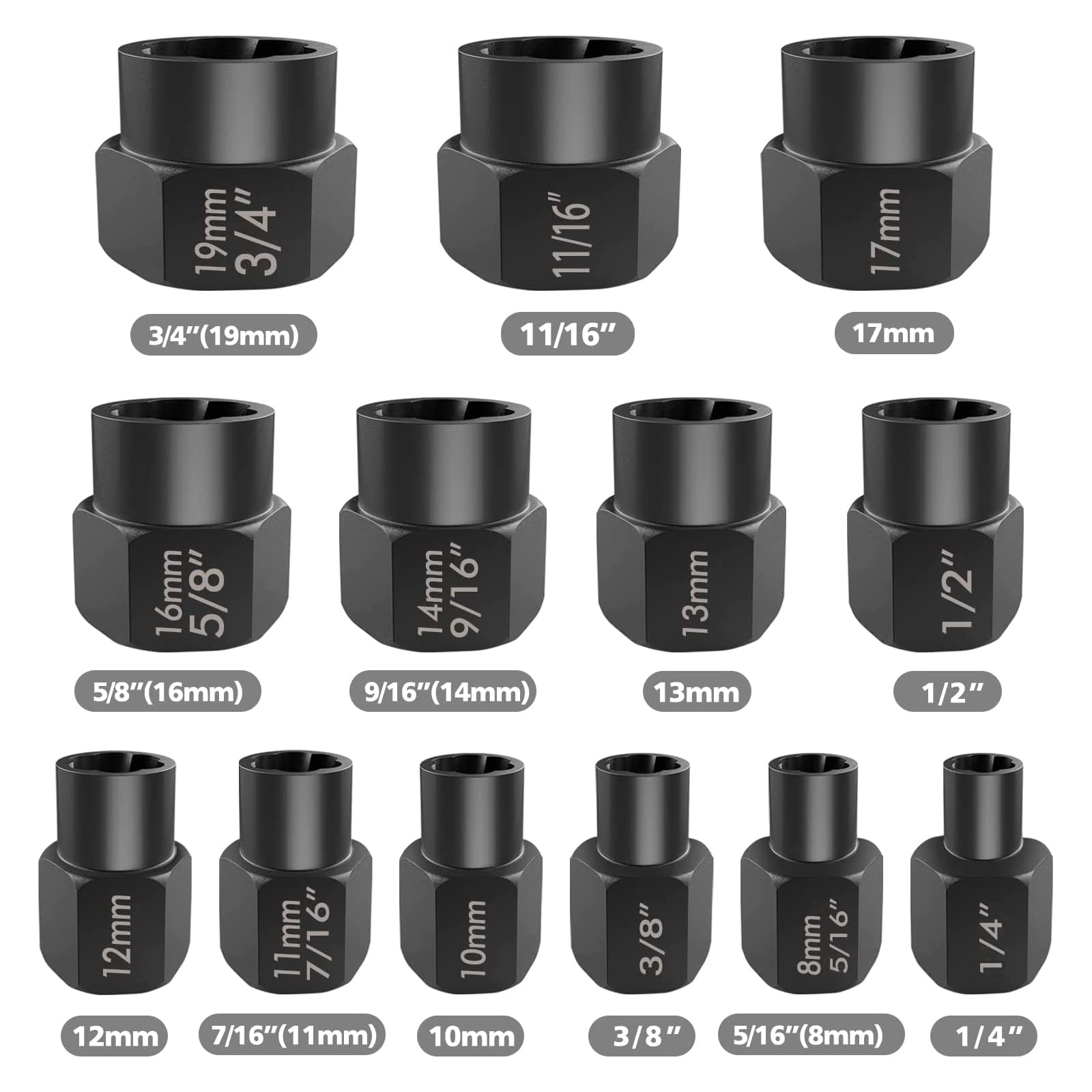 Eapele Impact Bolt Nut Removal Extractor Socket Tool Set (6pcs)