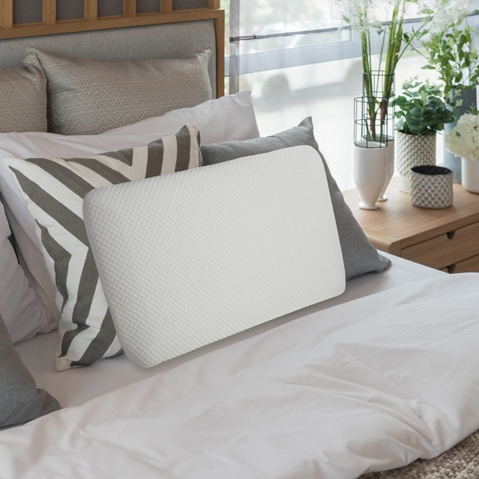 DLIGHT BD Slim 3.2" Stomach Sleeping Memory Foam Pillow-Thin, Flat, Soft Yet Supportative for Belly, Back& Stomach Sleepers
