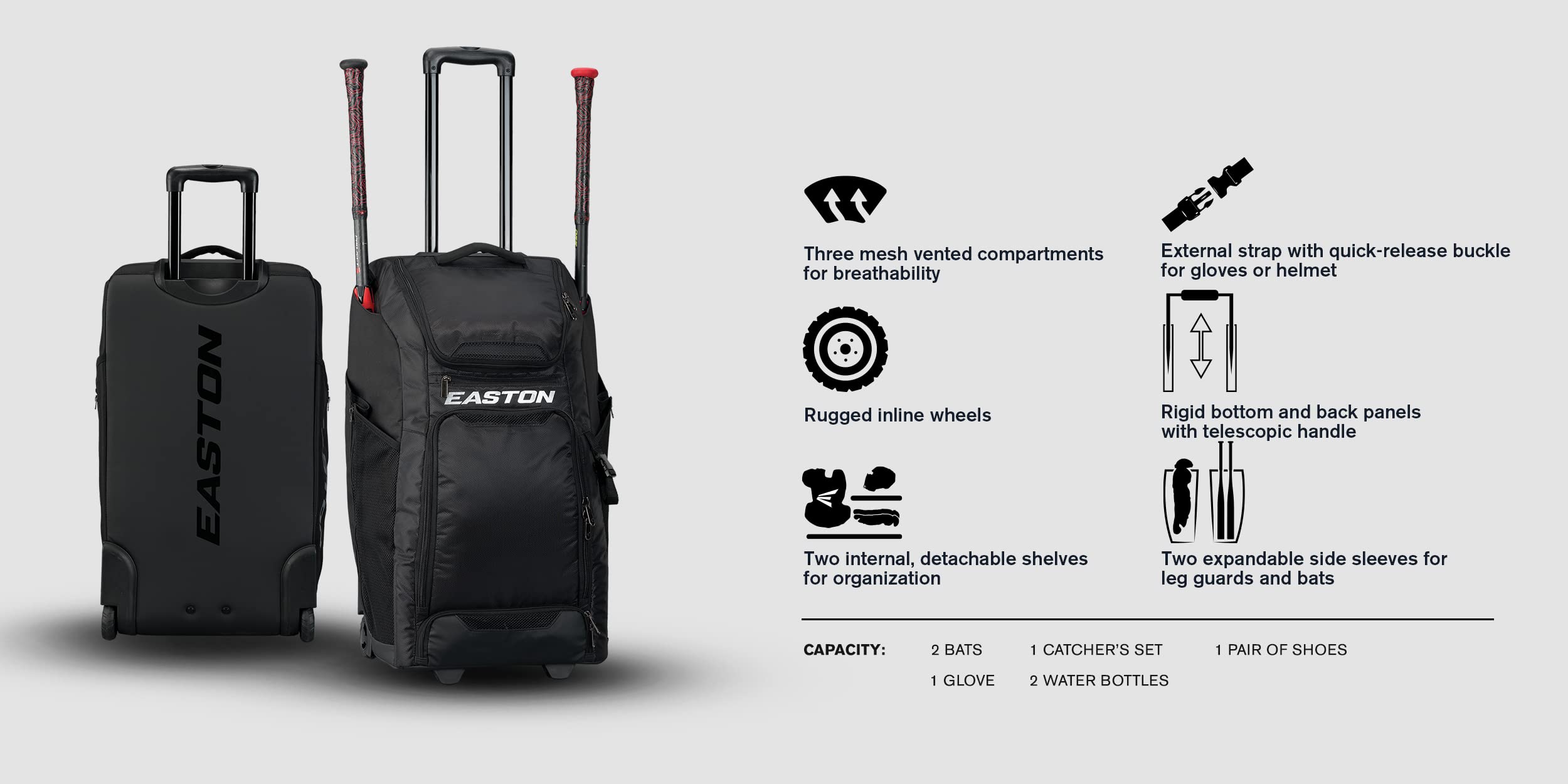 Easton | Catcher's Wheeled Bag | Jen Schro Fastpitch Edition | White