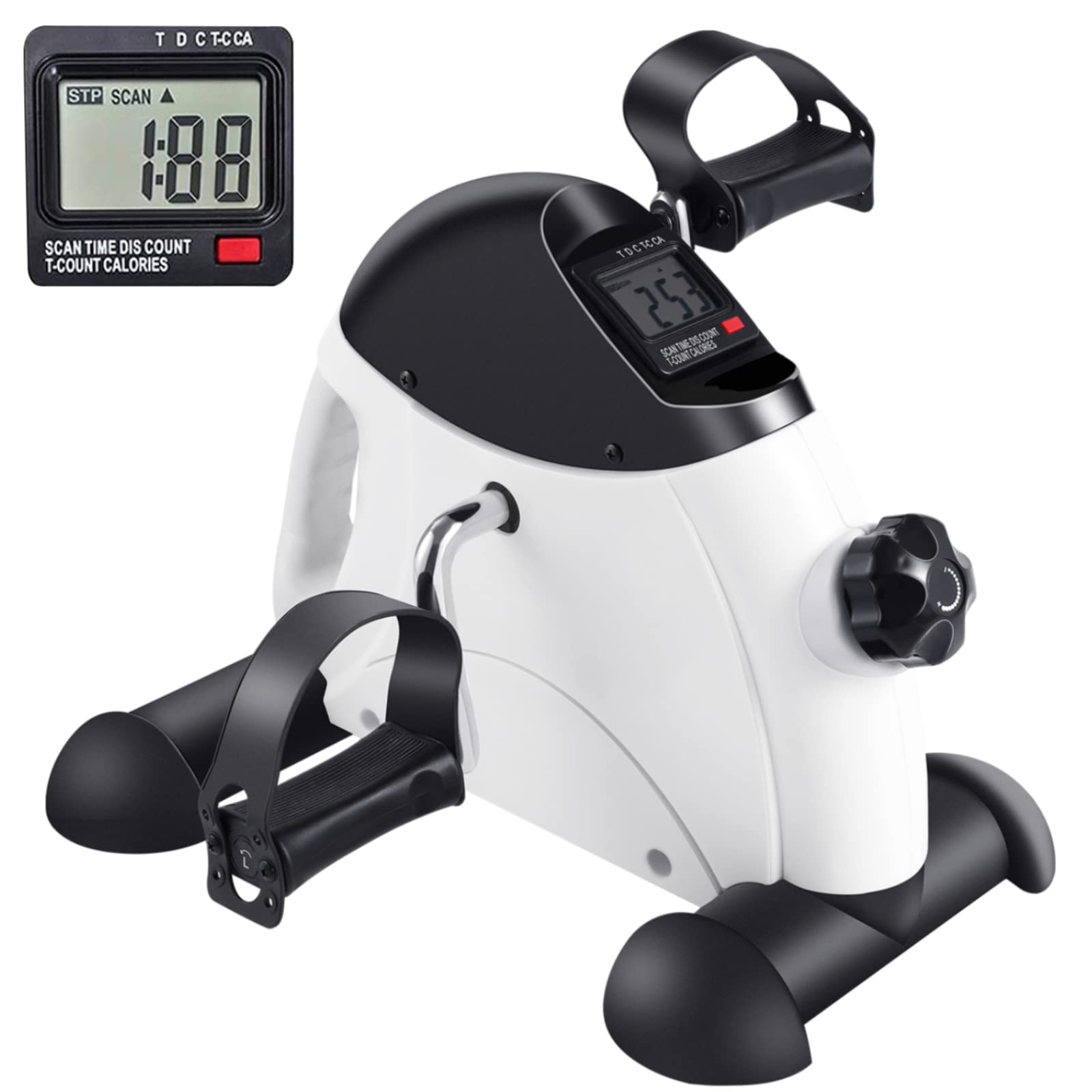 FEIERDUN Mini Exercise Bike, Under Desk Bike Pedal Exerciser for Arm/Leg Exercise, Adjustable Magnetic Resistance Desk Cycle with LCD Screen Display for Home/Office Workout