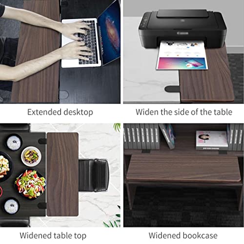 DLOETT Wooden Desk Extender Design Large Space Foldable Structure Clamp- on Keyboard Tray Elbow Arm Support for Desk