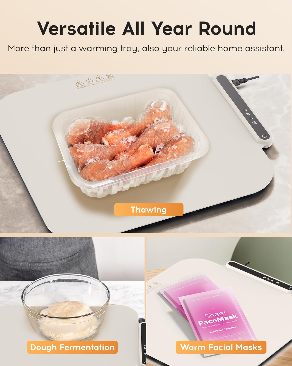 iTRUSOU Electric Warming Tray - Full Surface Heating,Rollable & Portable,Premium Silicone Nano-Material,3 Temperature Settings,Auto Shut-Off -Versatile Food Warmer for Pizza, Meals, and More
