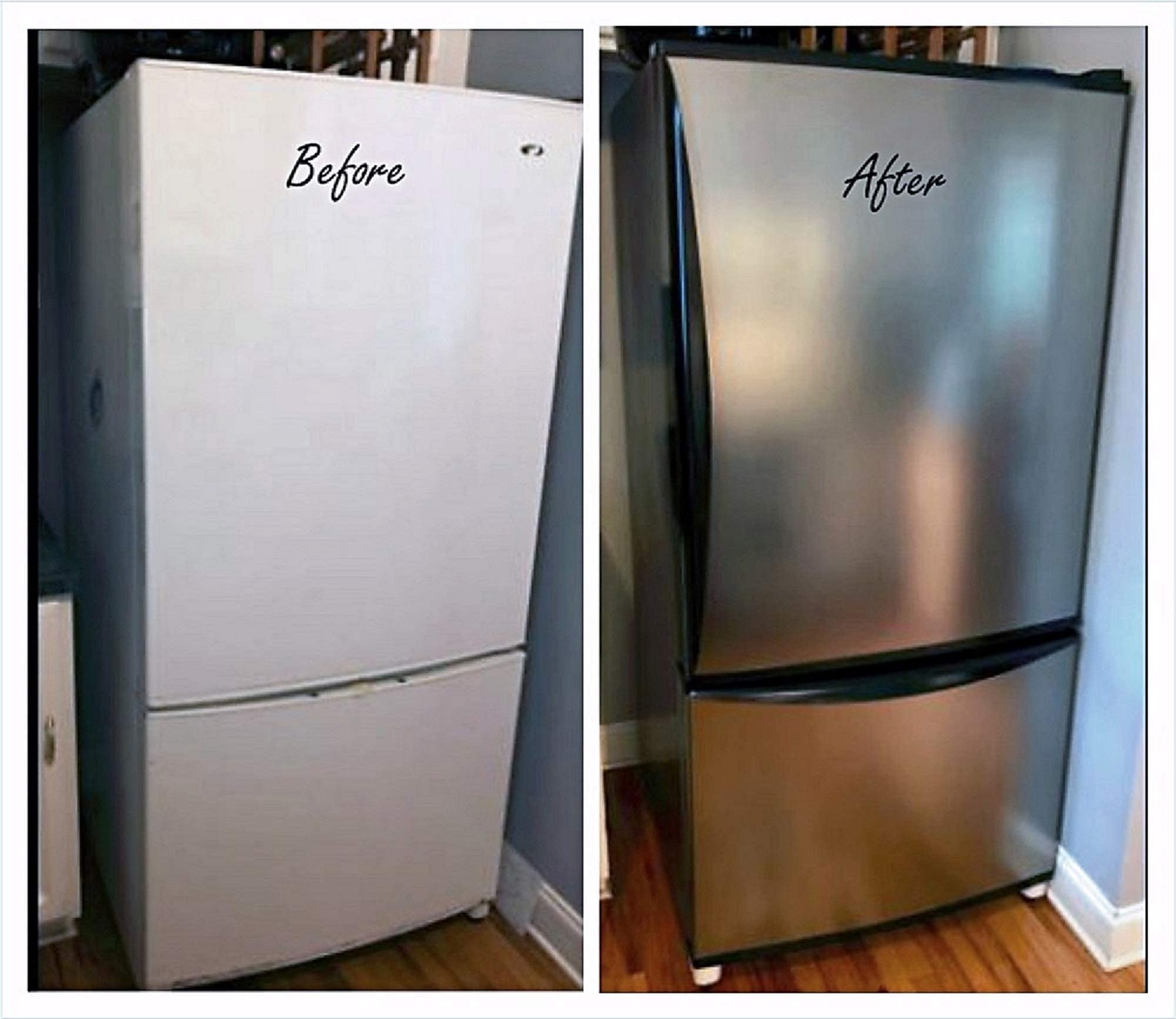 EZ FAUX DECOR Peel and Stick 36" x 72" (6ft) Brushed Nickel Stainless Steel Thick Durable Contact Paper Vinyl Refrigerator Replace Update Door Panel Cover Overlay Waterproof, Heat Resistant