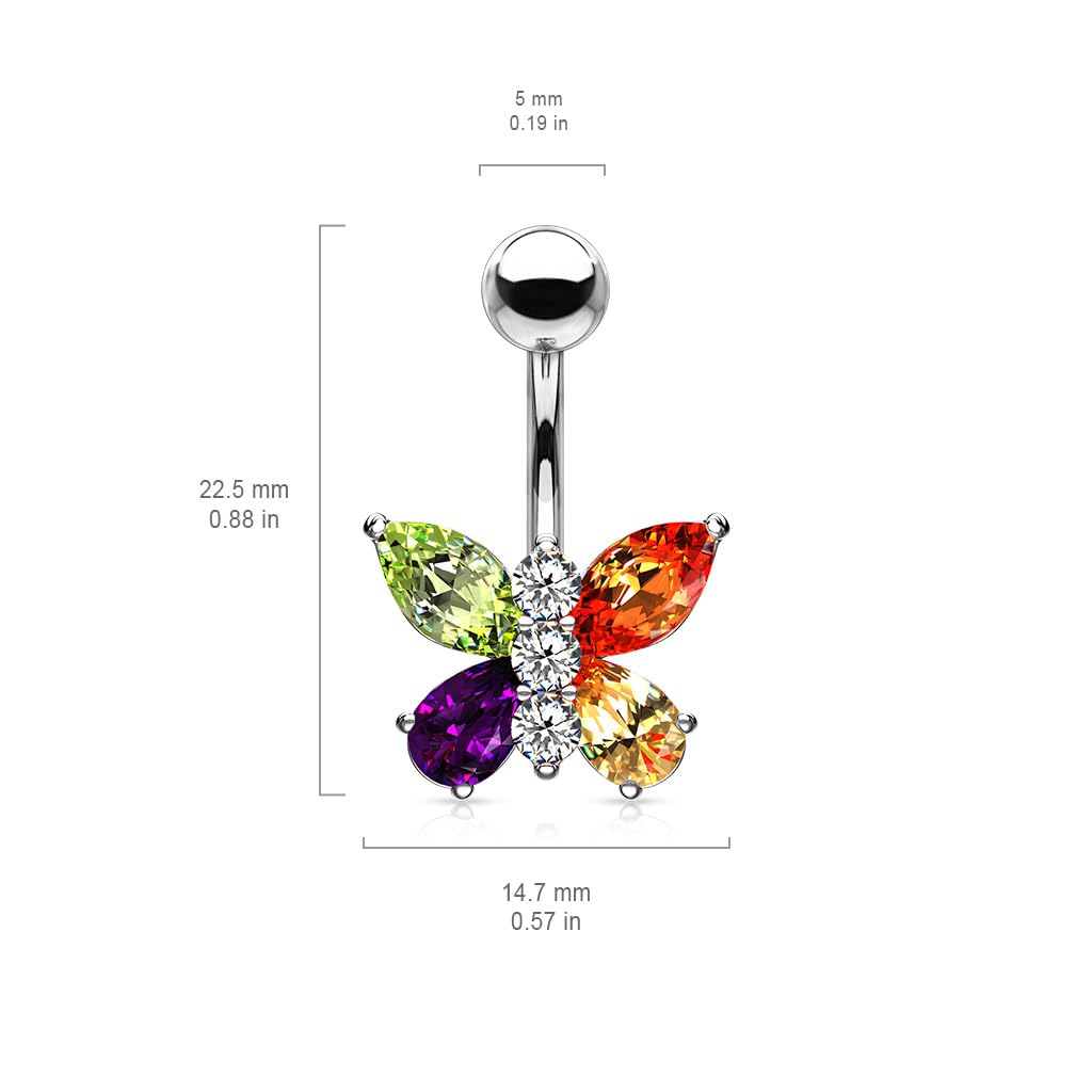 Dynamique Two Tone Butterfly Navel 316L Stainless Steel Belly Button Navel Ring (Sold Per Piece)