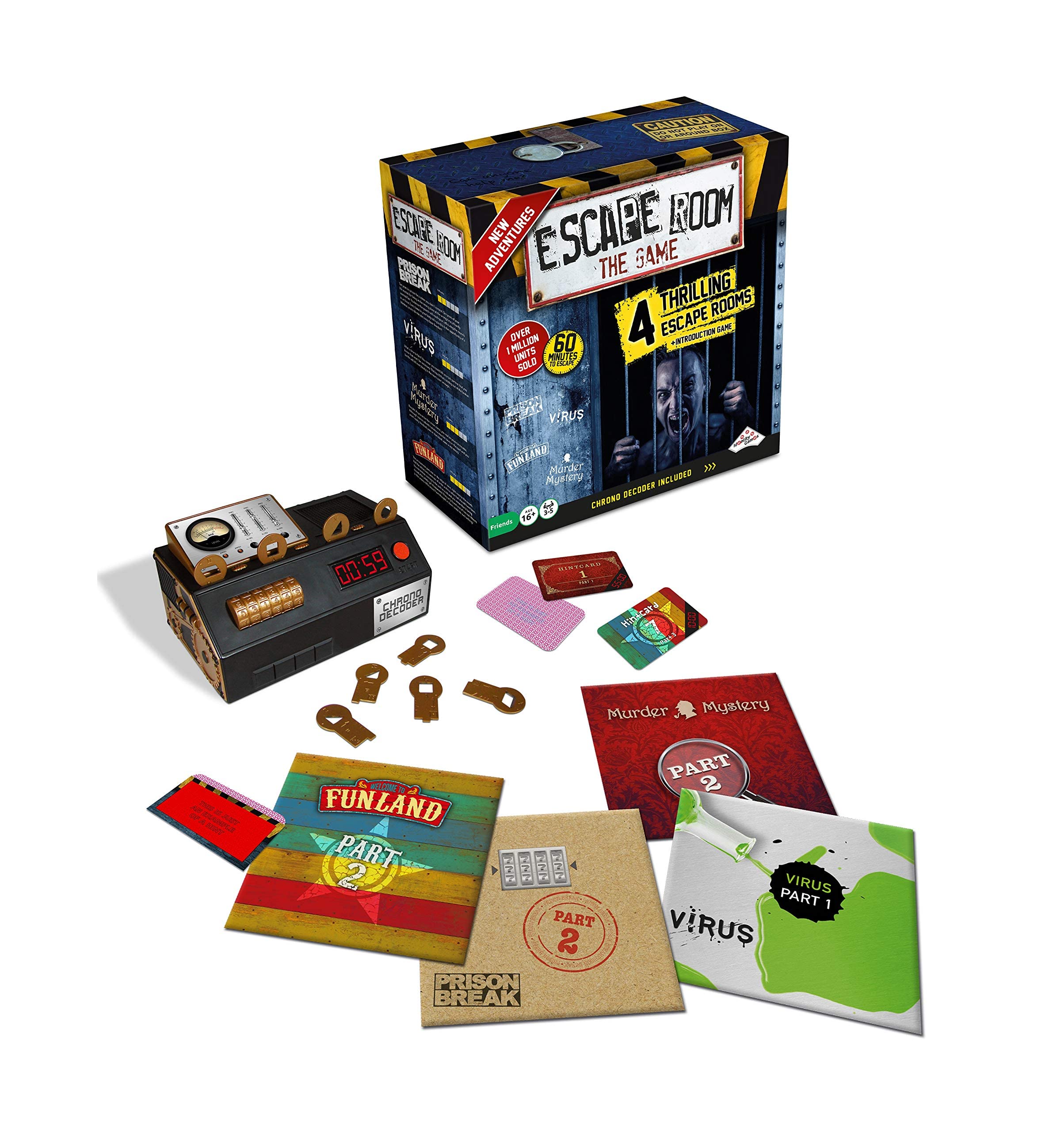 Escape Room The Game Bundle - Base Game Version 2 - with 4 Thrilling Escape Rooms + Expansion Pack The Switch (AKA The Break-in) - for Adults and Teens (English Version)