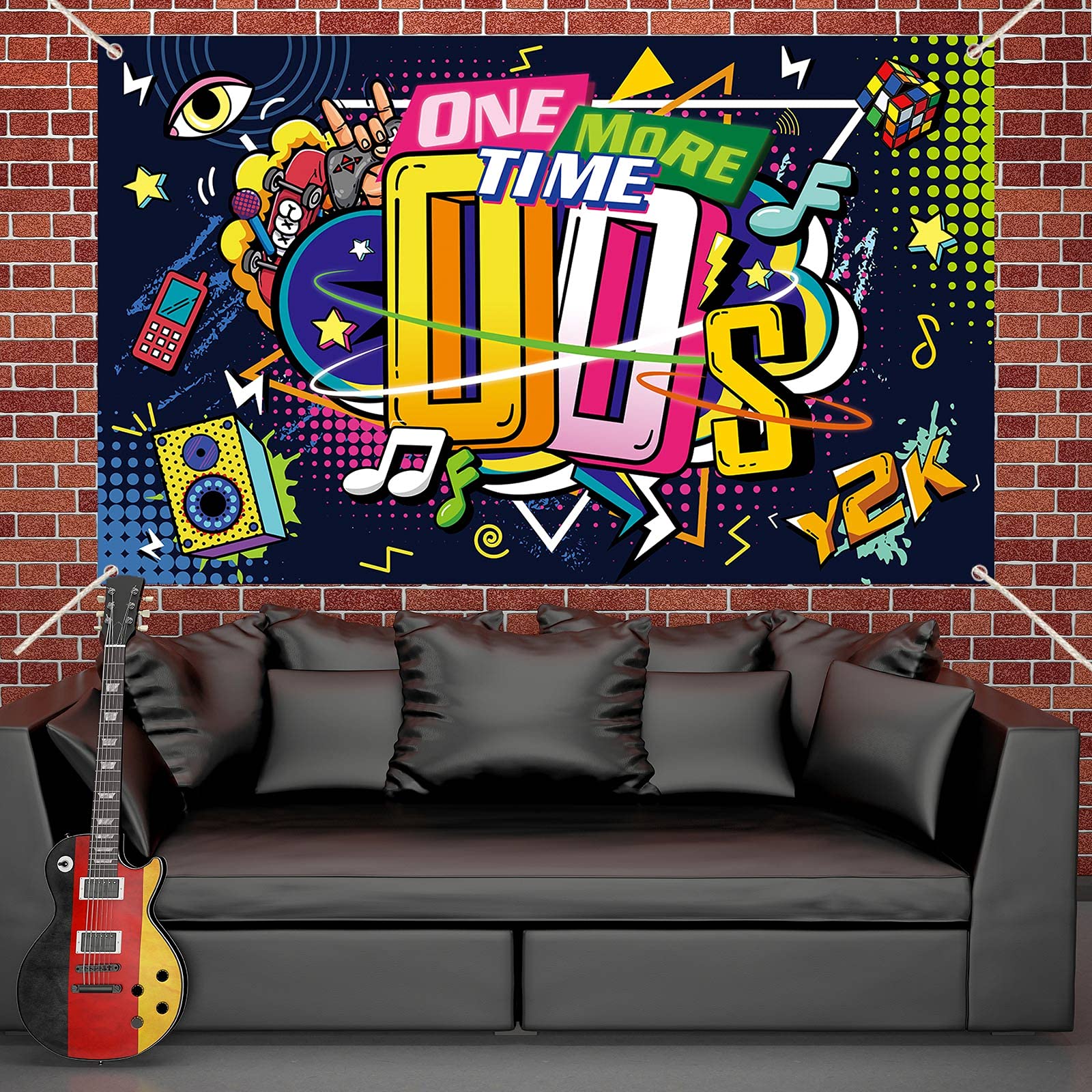 Early 2000s Theme Backdrop Hip Hop Graffiti Back to 00's Party Banner Background 71x43.3 Inch Fabric Wall Table Decorations Photo Booth Props