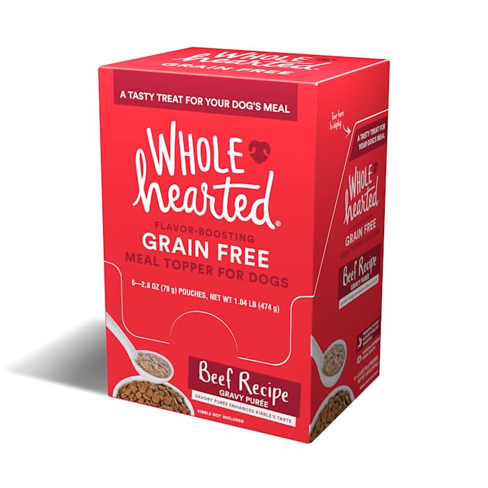 WholeHearted Grain-Free Beef Recipe Gravy Puree Wet Dog Meal Topper, 2.8 oz., Case of 6