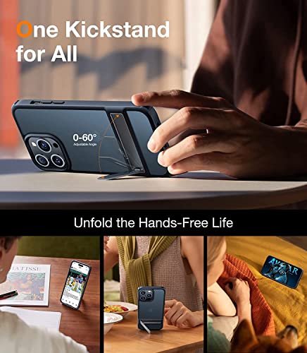 TORRAS iPhone 14 Pro Max Case with Stand [10 Ft Military Drop Protection] [3 Stand Ways Built-in Kickstand] Shockproof Slim Translucent Matte iPhone 14 Pro Max Phone Cases 6.7 '' 2023, Black