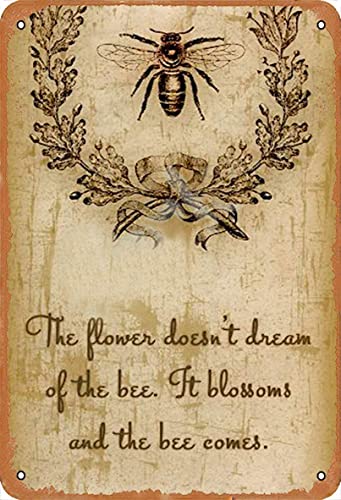 Noete The Bee Bee Insect Chic Vintage Aluminum Sign Retro Metal Tin Sign for Home Coffee Wall Decor 8x12 Inch Multicolor
