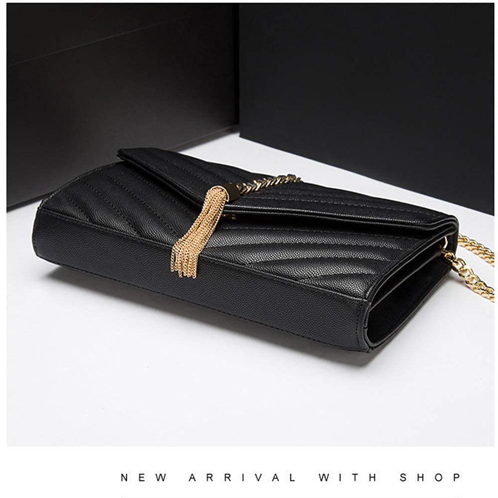 YXBQueen Black Quilted Purse Shoulder Bag Vegan Leather Handbags Clutch Purses for Women (Black)