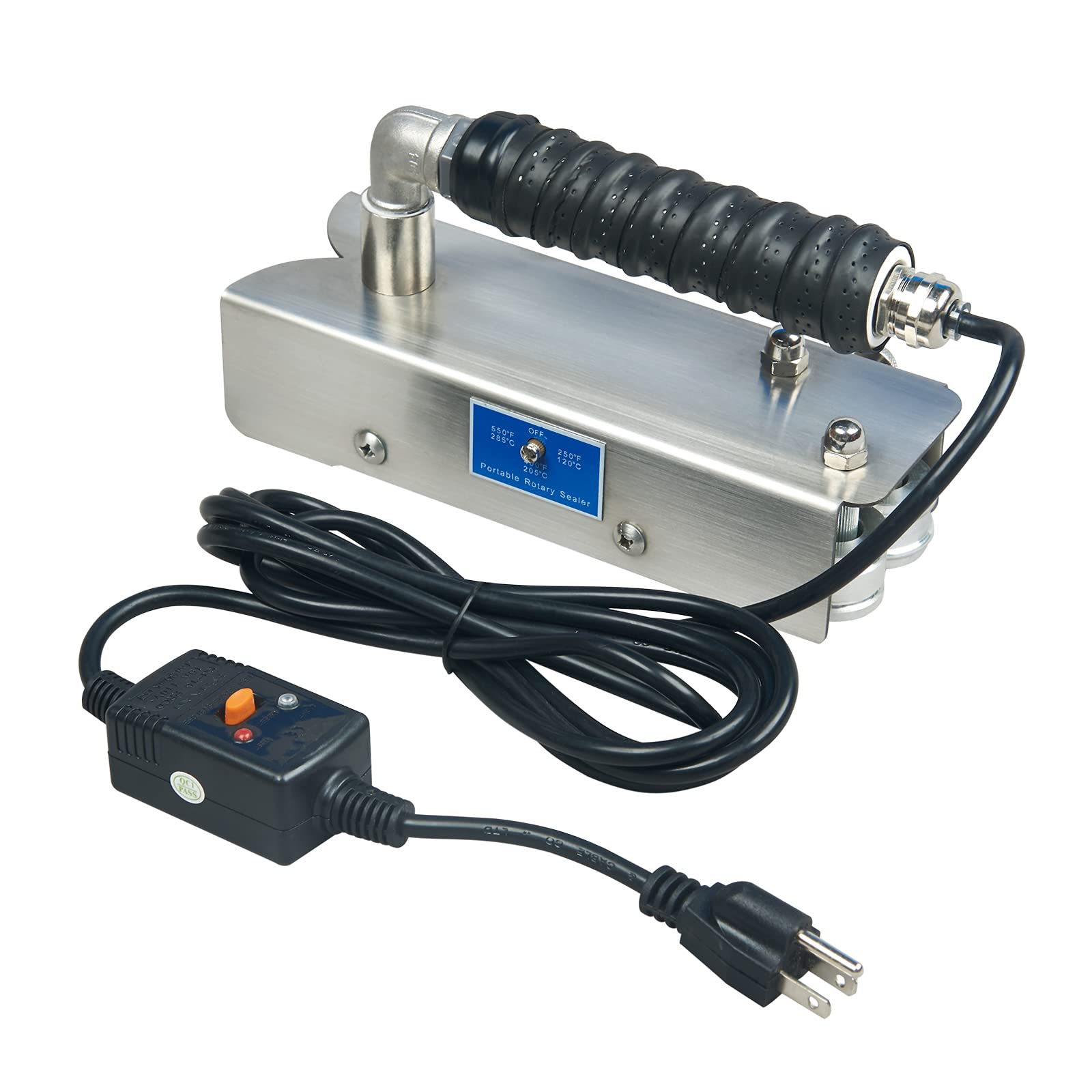 Sgpkme Continuous Hand Rotary Bag Sealer Model ROS-25 Stainless Steel Portable Directly-heated Hand Held Sealer For Industrial Bag,Cement Bag,Cowhide Bag