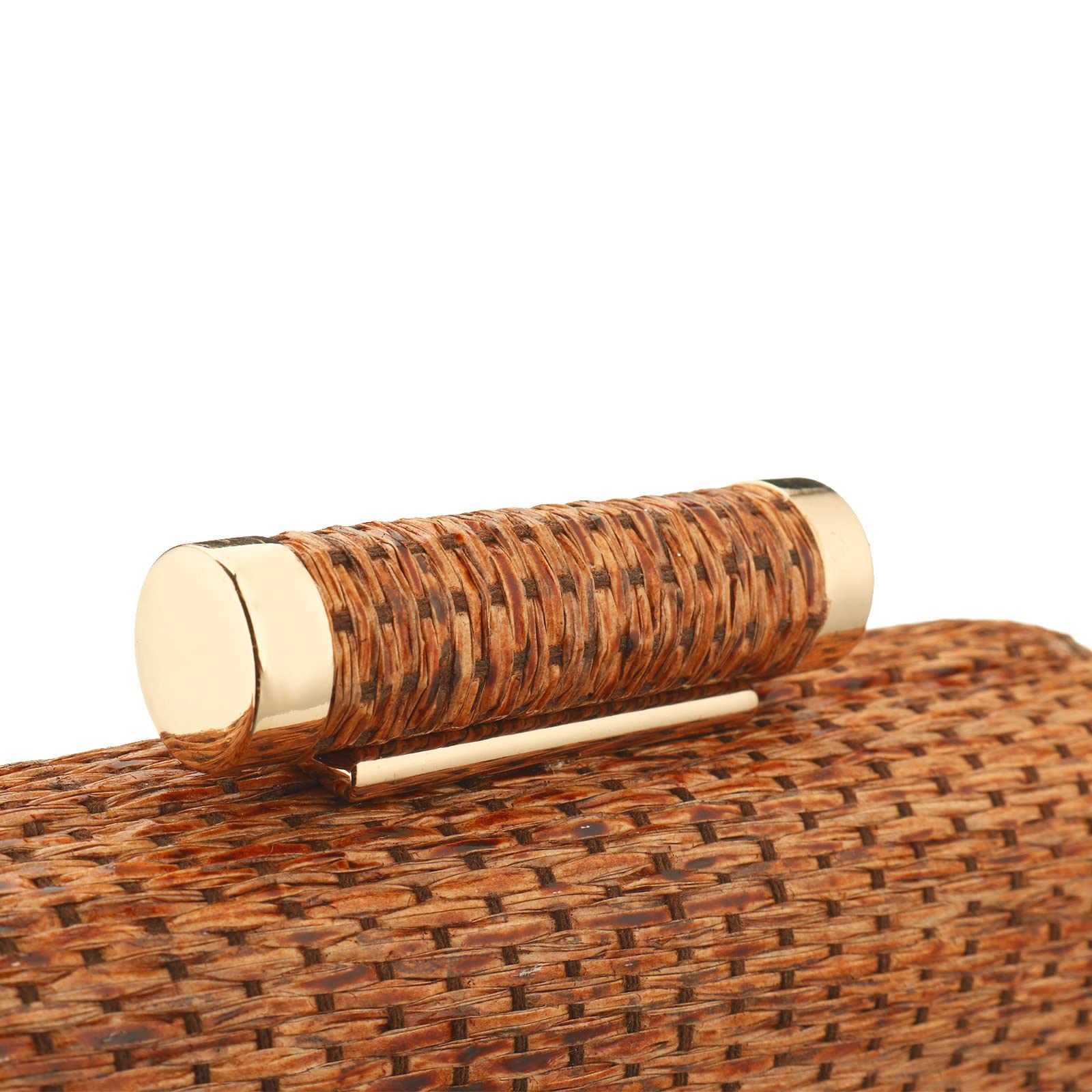 YYW Straw Clutch Purse for Women Hand-Woved Evening Handbag Party Wedding Summer Wicker Beach Bag (Brown)