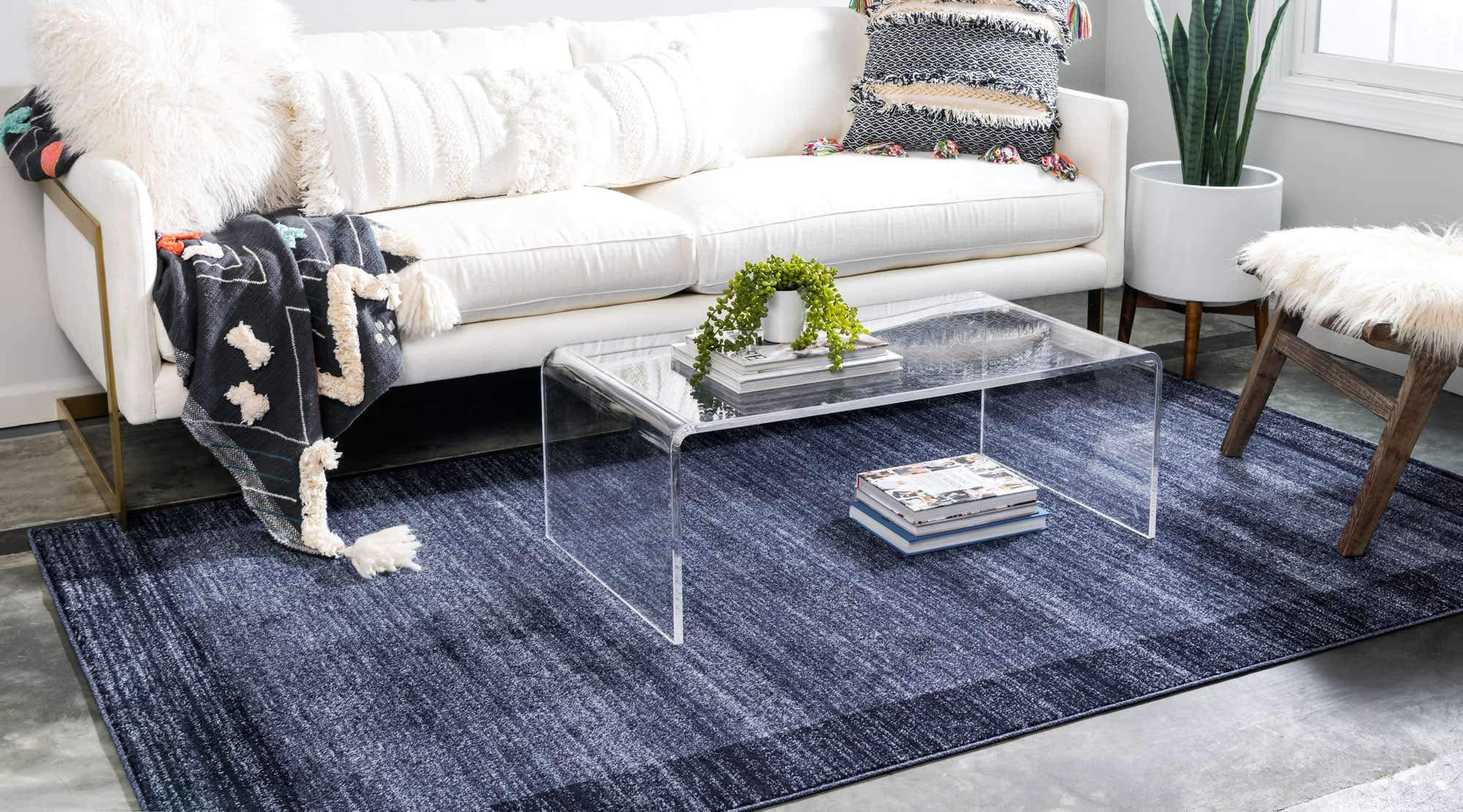 Unique Loom Del Mar Collection Area Rug - Abigail (7' 1" x 10' Rectangle, Navy Blue/ Blue)