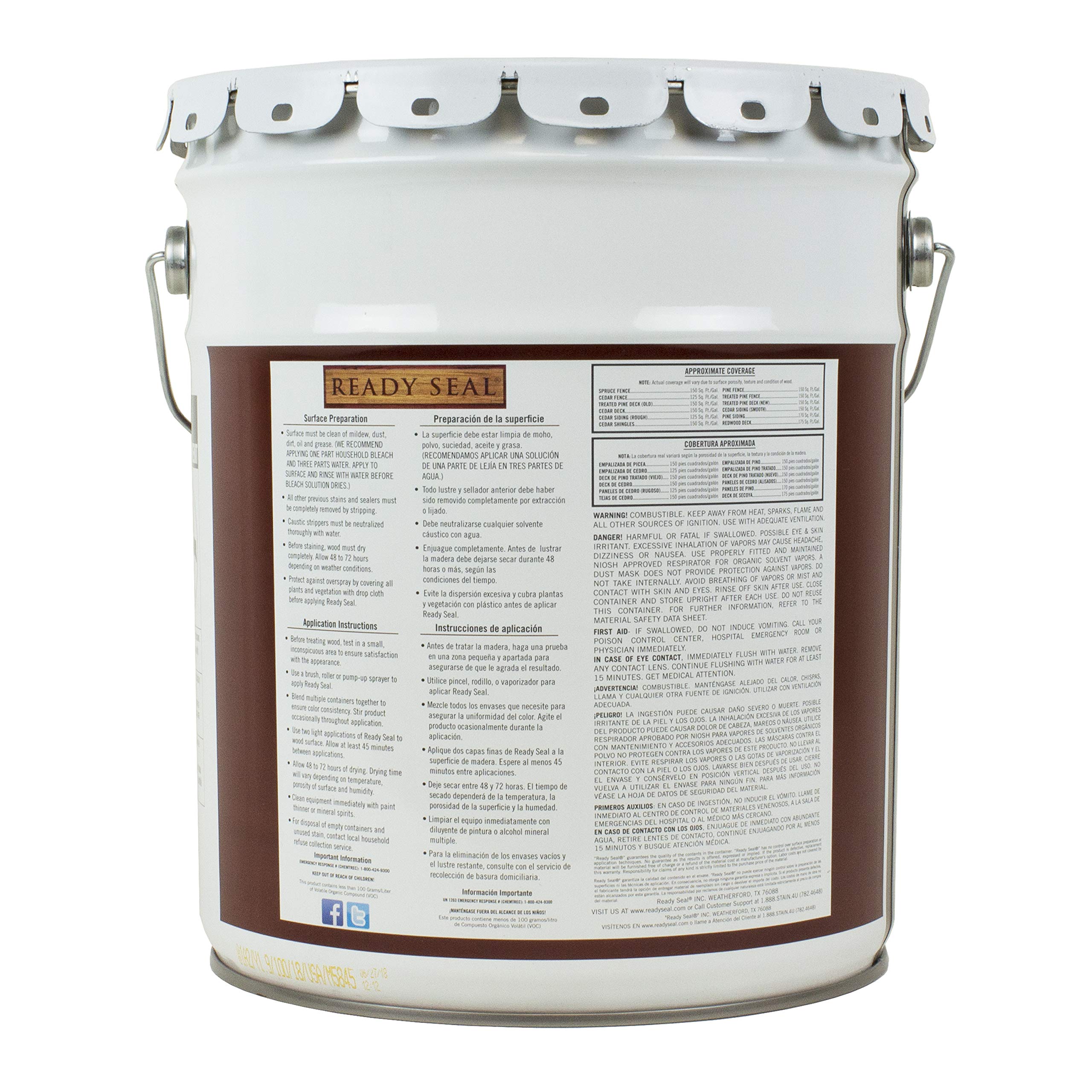 Ready Seal 512 5-Gallon Pail Natural Cedar Exterior Stain and Sealer for Wood