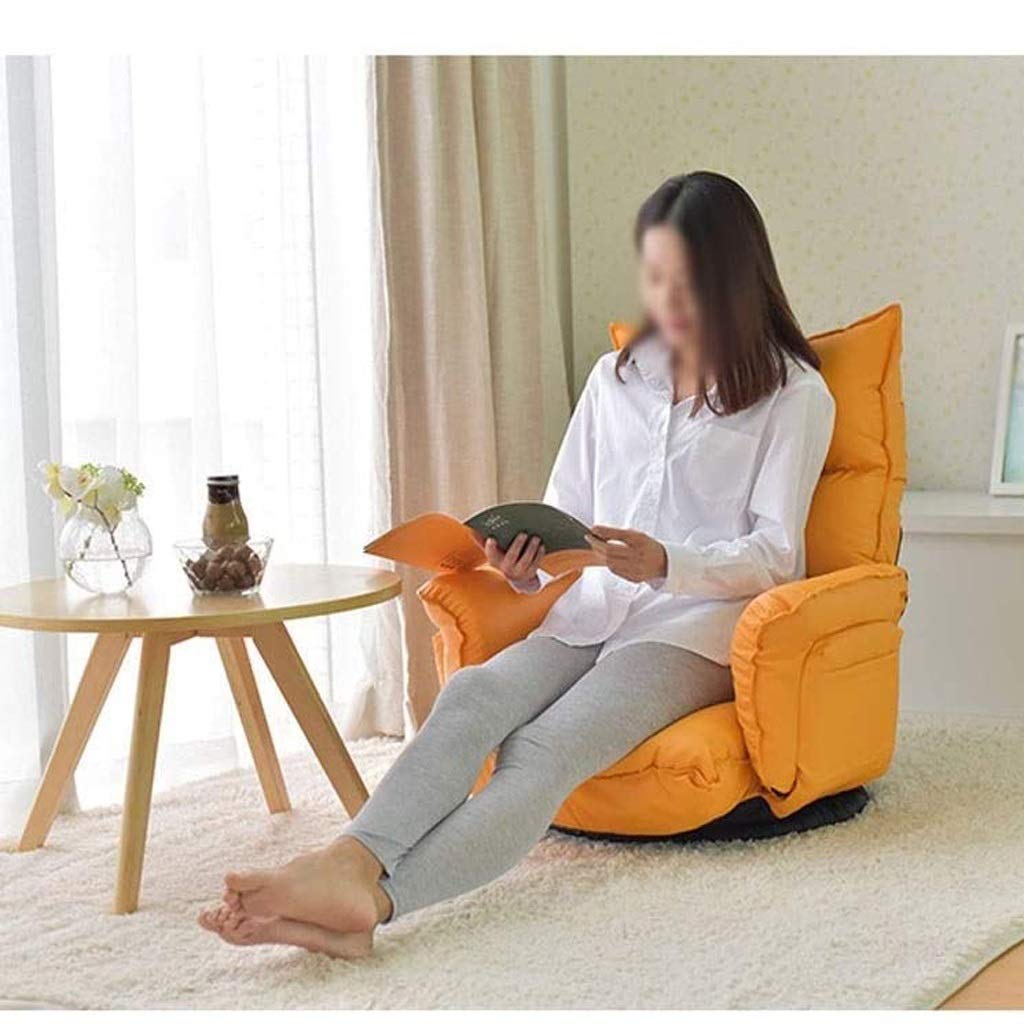 DCOT Adjustable Folding Lazy Sofa Floor Chair Leisure Sofa Bed with Recliner and Pillows Rotatable Game Chair, Comfortable Cushioned Back