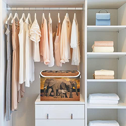 innewgogo African Elephant Storage Bins with Lids for Organizing Closet Organizers with Handles Oxford Cloth Storage Cube Box for Pets Toys