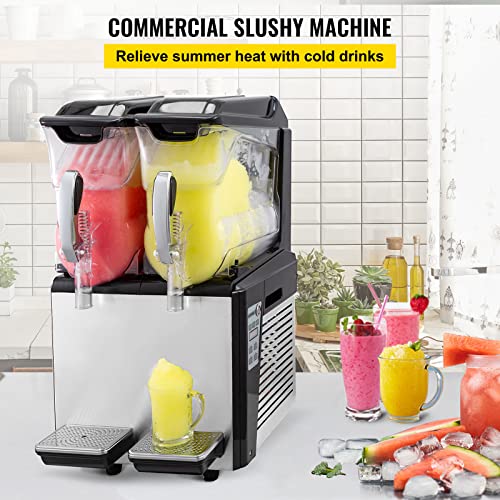 VEVOR Commercial Slushy Machine, 20L Double Tank Slushie Machine, 900W Frozen Drink Machine, Commercial Margarita Smoothies Maker Automatic Cleaning, Slushy Machine for Restaurants Cafes Bars