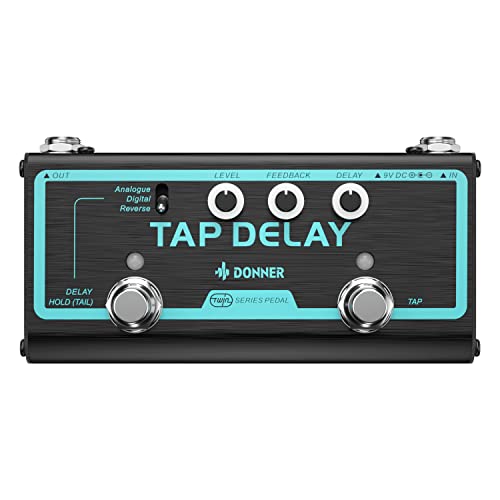 Donner Tap Delay Guitar Effect Pedal, 3 Delay Modes Digital Reverse Analogue Delay with Tap Tempo Control