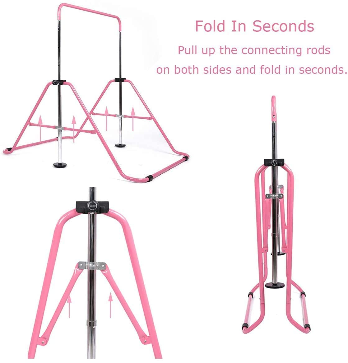 DOBESTS Gymnastics Bars for Home Gymnastic Equipment for Kids Adjustable Junior Training Uneven Bar for 3-7 Years Old Pink