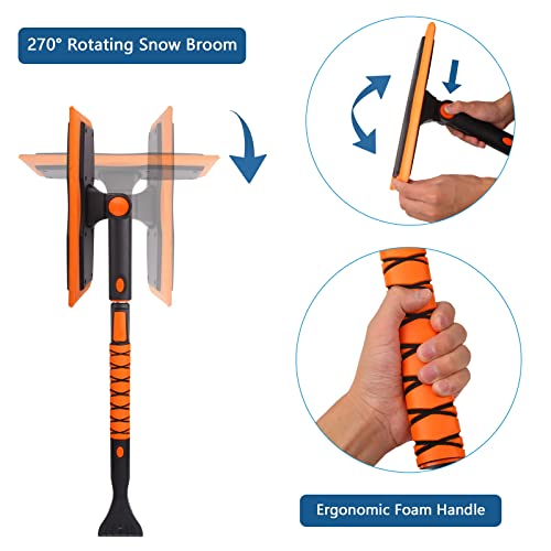 DDSNTY 35.5" Extendable Foam Snow Brush and Ice Scraper, Car Snow Broom with Foam Handle, Auto Windows Snow Removal Brush, Windshield Ice Scraper for Car Trucks SUV