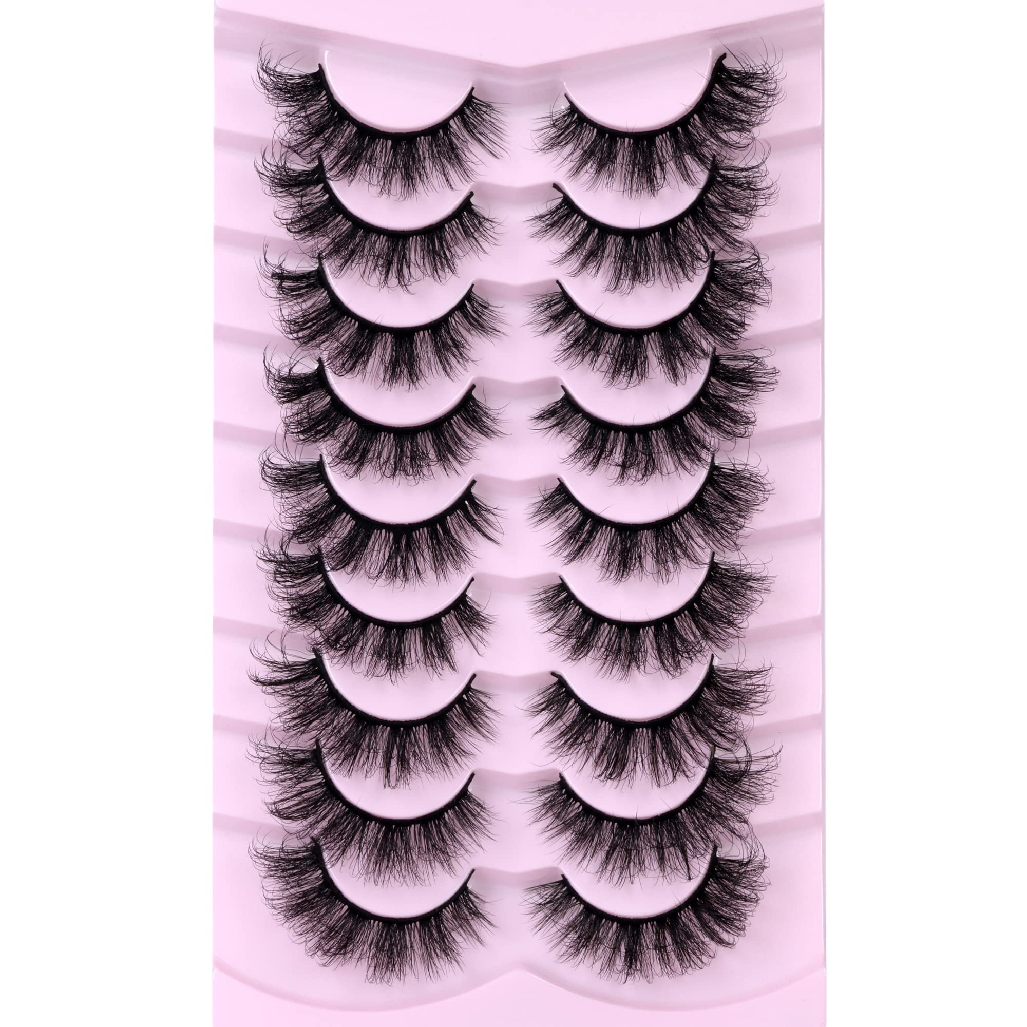 False Eyelashes Fluffy Wispy Mink Lashes 16mm Natural Full Volume PestaƱas Cat Eye Lashes 9 Pairs by Yawamica Black
