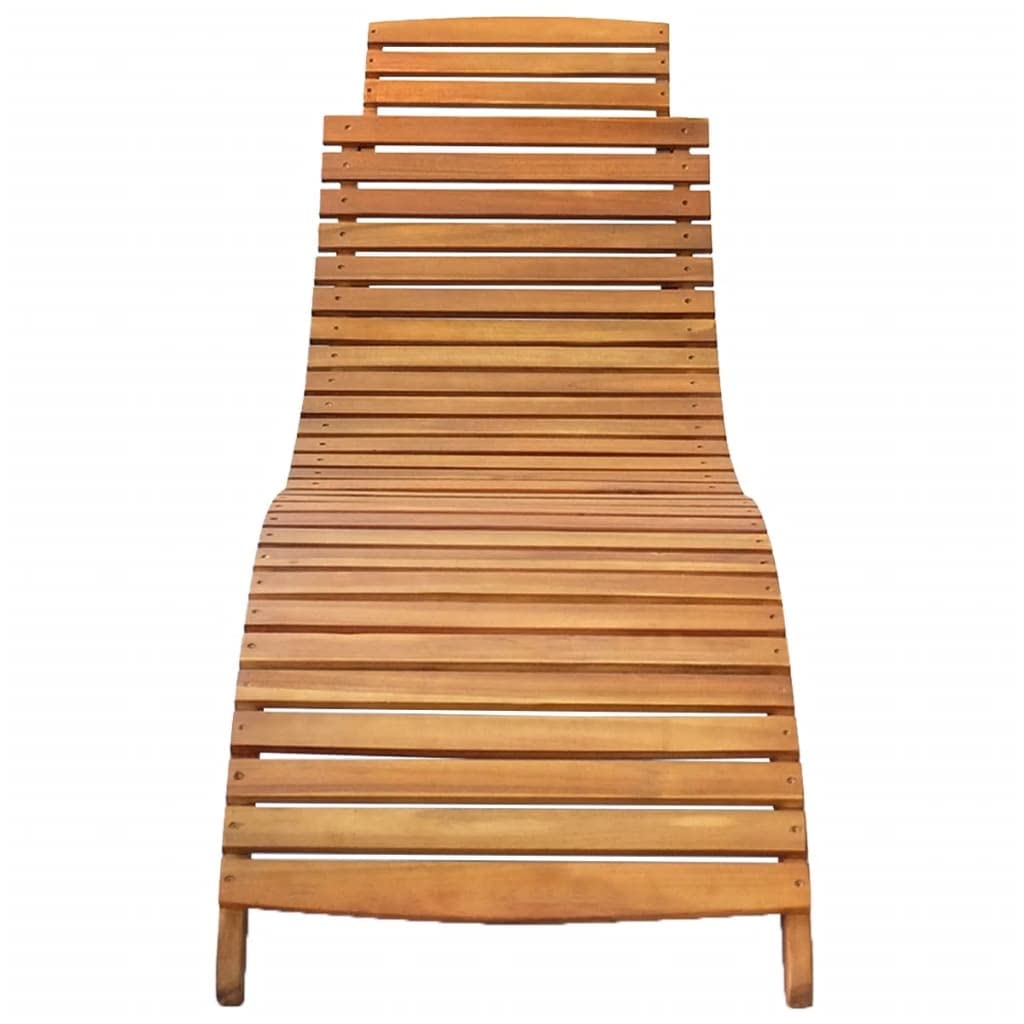 vidaXL Patio Lounge Chair, Outdoor Chaise Lounge Chair, Folding Sunlounger, Sunbed for Backyard Poolside Porch Balcony Lawn, Solid Acacia Wood