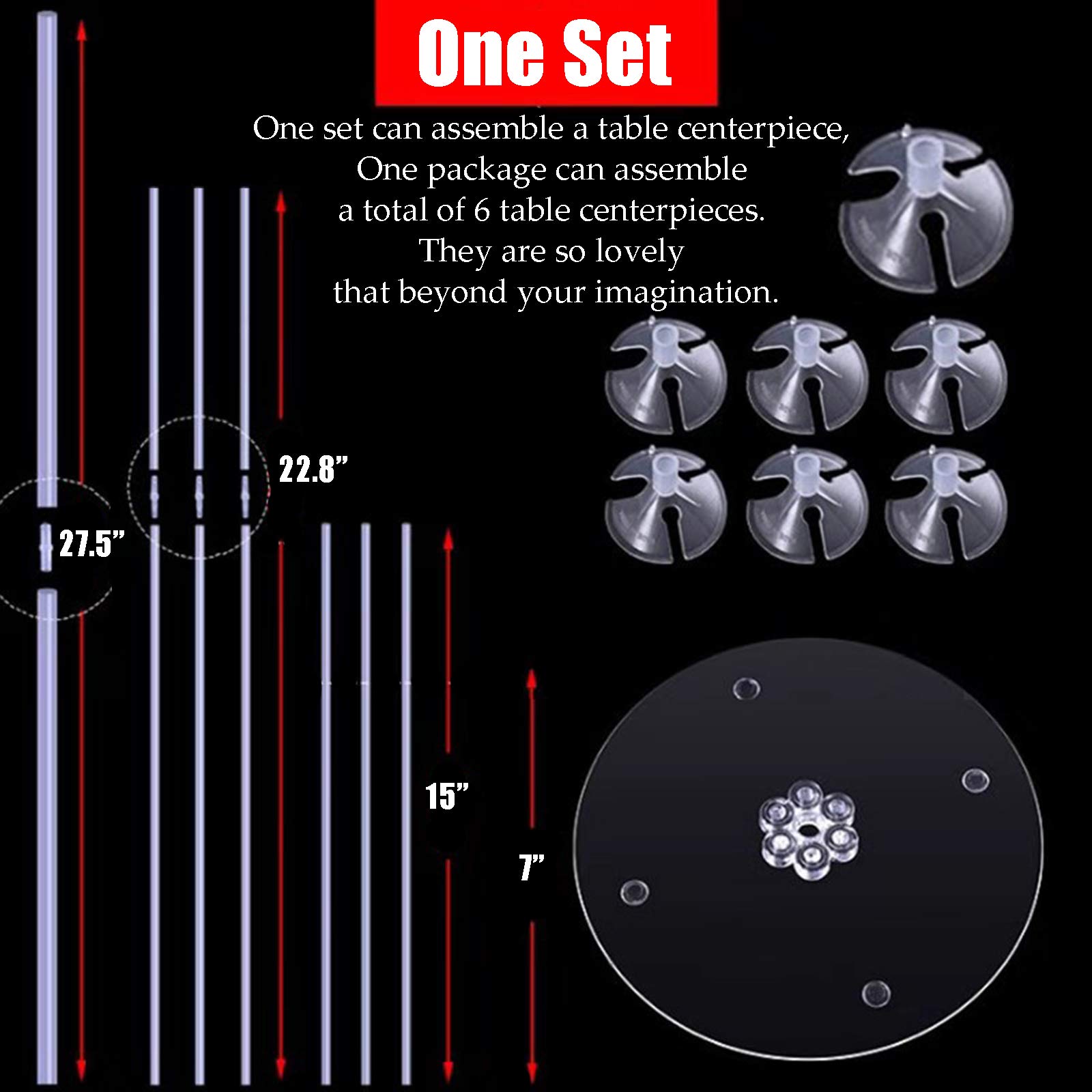 Easeen 8 Sets Balloon Stand Kit, Table Balloon Stand Holder, Reusable Centerpiece with Base for Birthday Decorations, Party, Wedding and Graduation Decorations