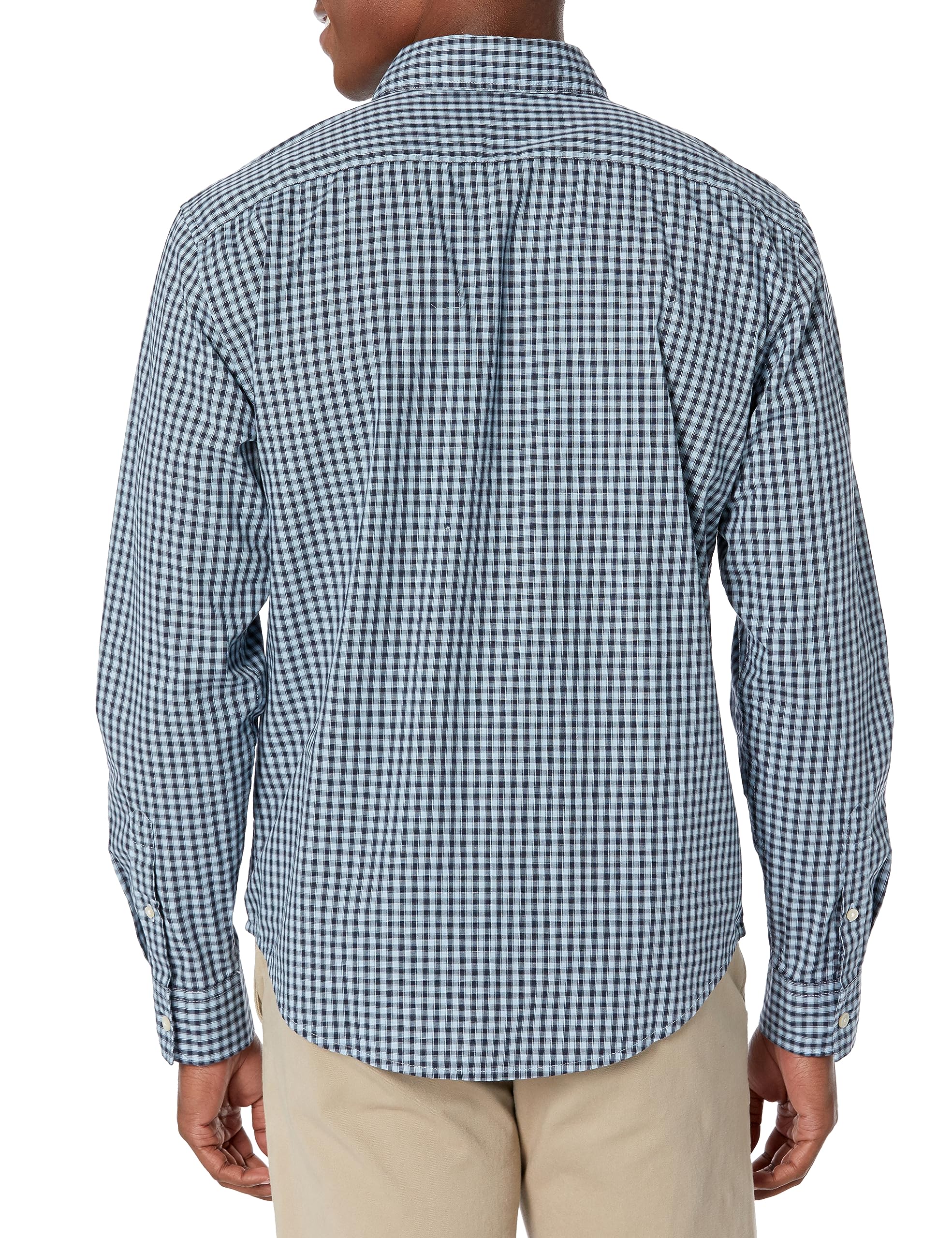 Dockers Men's Fit Long Sleeve Casual Shirt (Regular and Big & Tall), Ocean Blue-Freestone Buffalo Check (Flannel), X-Large