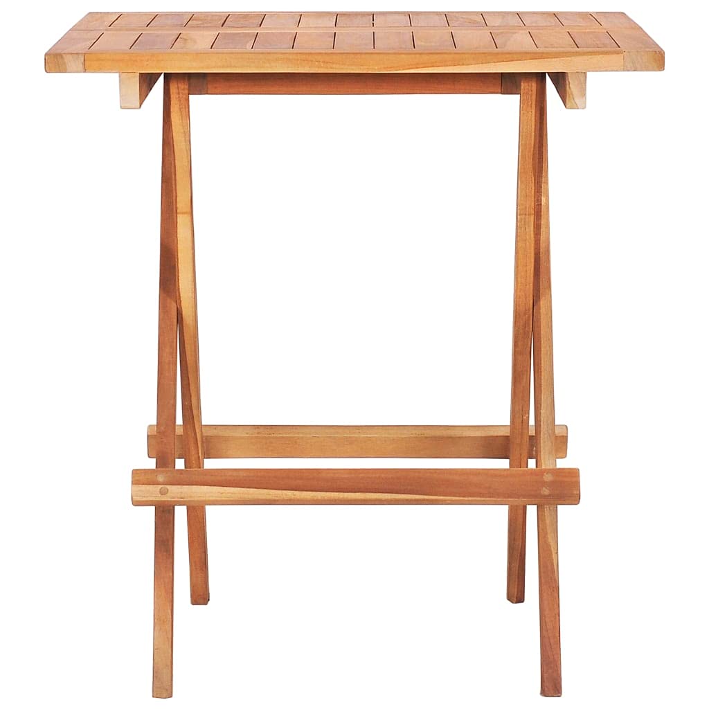 vidaXL Solid Teak Wood Bistro Table - Foldable Patio Furniture for Outdoor/Indoor Use, Brown, Space-Saving Design, 23.6"x23.6"x25.6"