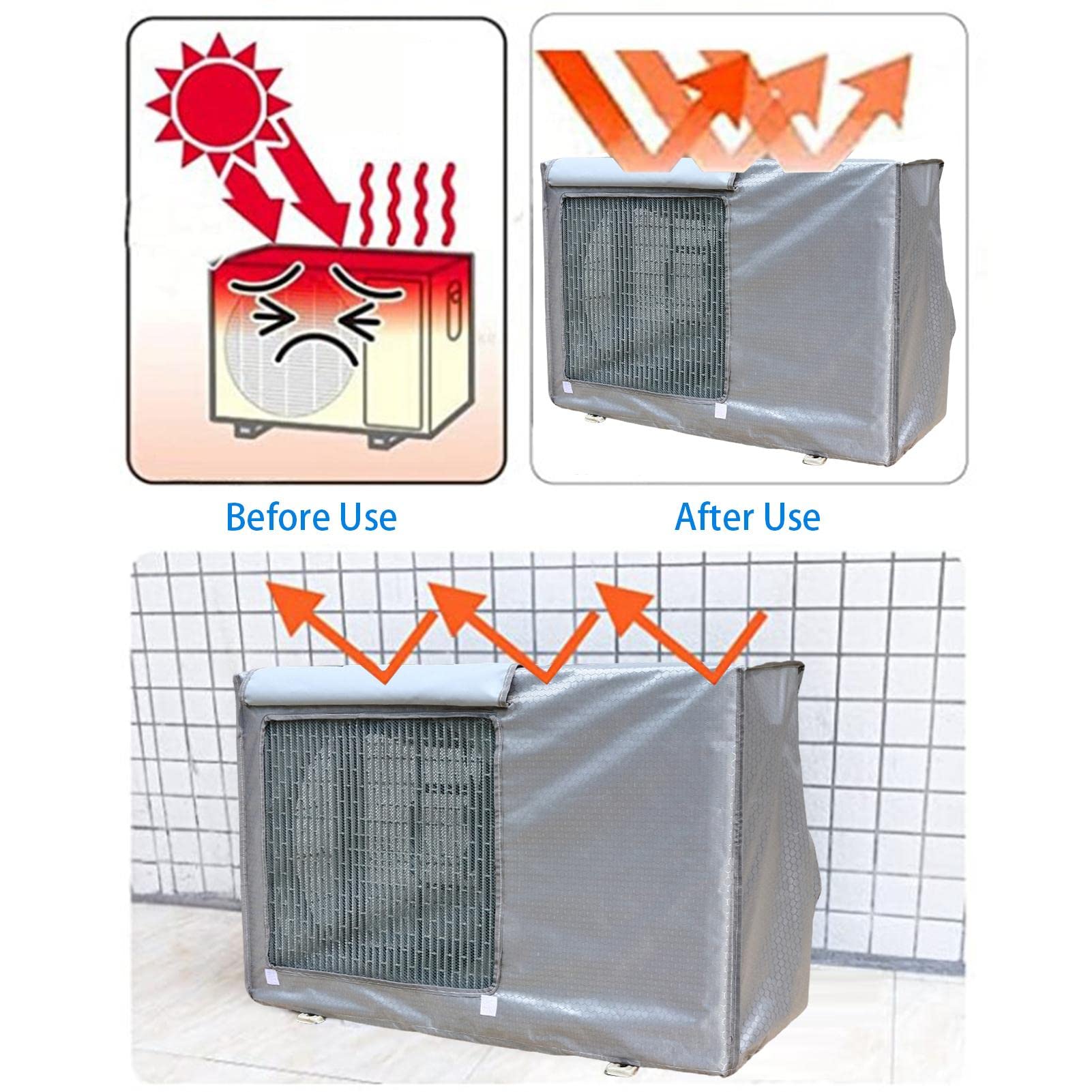 FEBUD Air Conditioner Cover, 600D Oxford Waterproof Dustproof Sun Protection AC Unit Cover with Honeycomb Mesh Design & Vent Hole, Square AC Cover for Outside Units