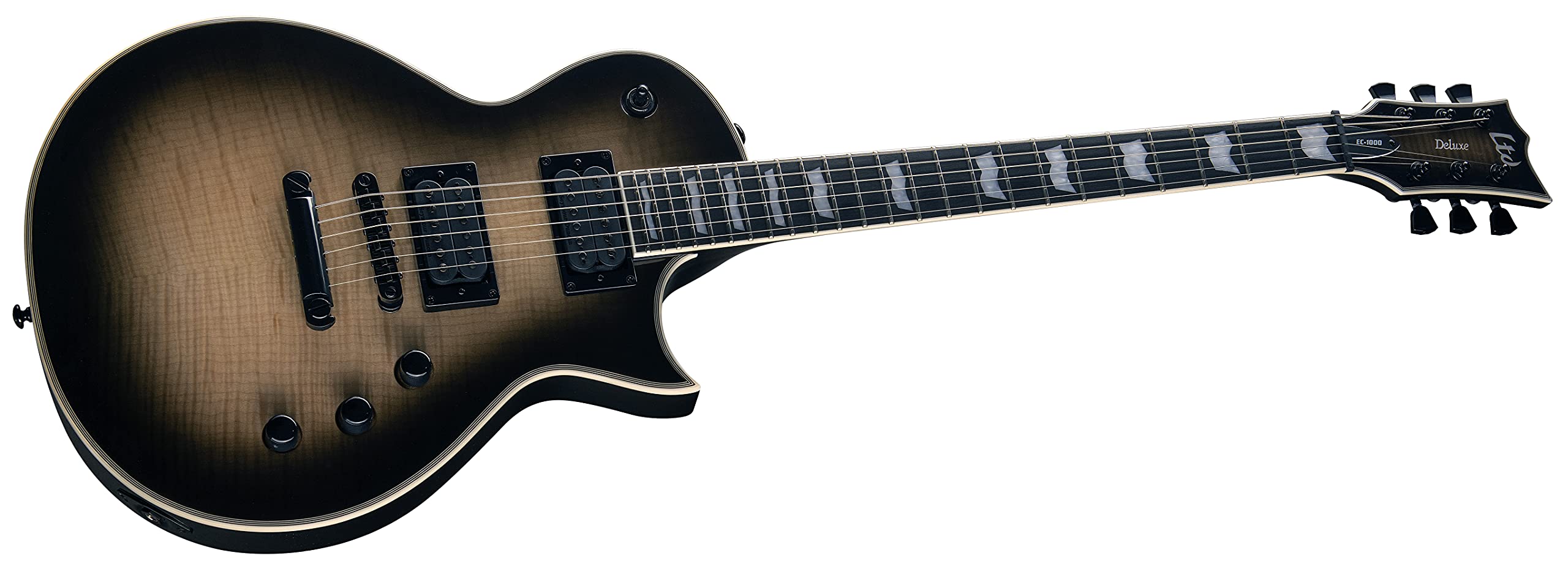 ESP 6 String LTD Deluxe EC-1000T Electric Guitar, Black Natural Burst, Right, (LEC1000TFMBLKNB)