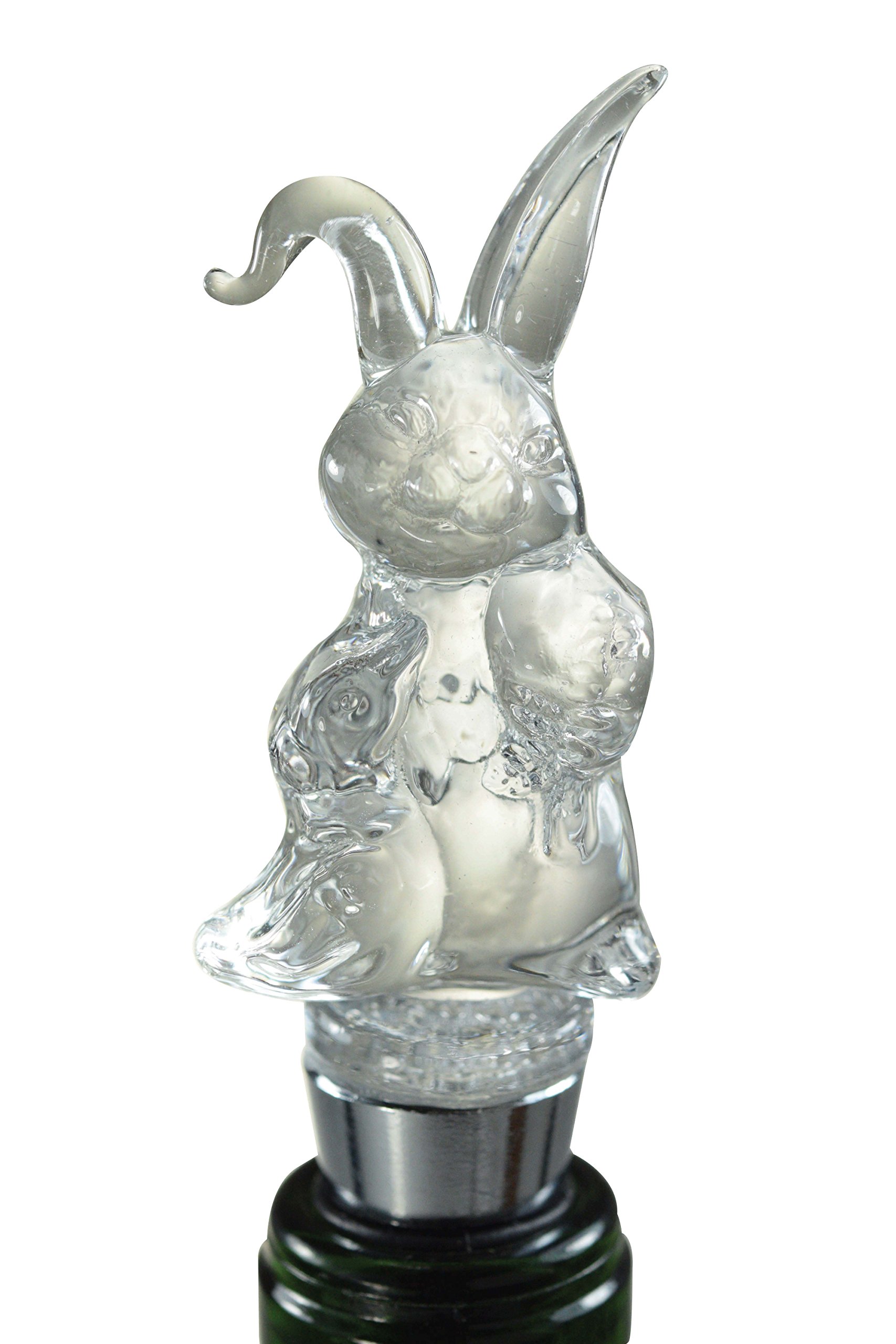 Glass Easter Bunny / Rabbit Wine Bottle Stopper - Decorative, Unique, Eye-Catching Glass Wine Stoppers – Rabbit Wine Stopper, Wine Accessories, Easter Gift for Host/Hostess - Wine Corker / Sealer