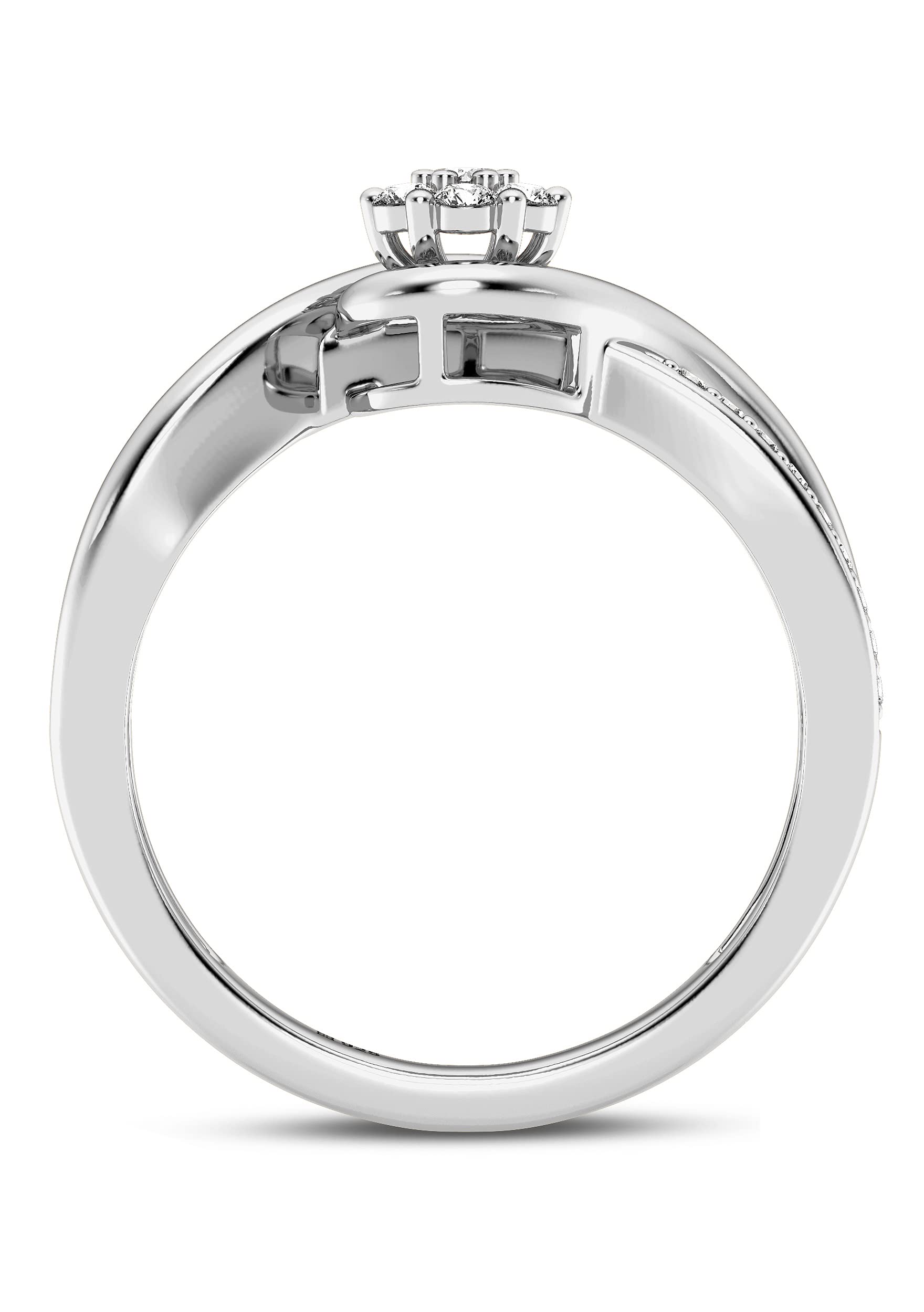 Femme Luxe 0.20 cttw Diamond Round Spiral Ring In 925 Sterling Silver | Lab Grown Diamond Fashion Ring for Women | Prong Setting | Available Ring Size: 6, 7, 8 (8)