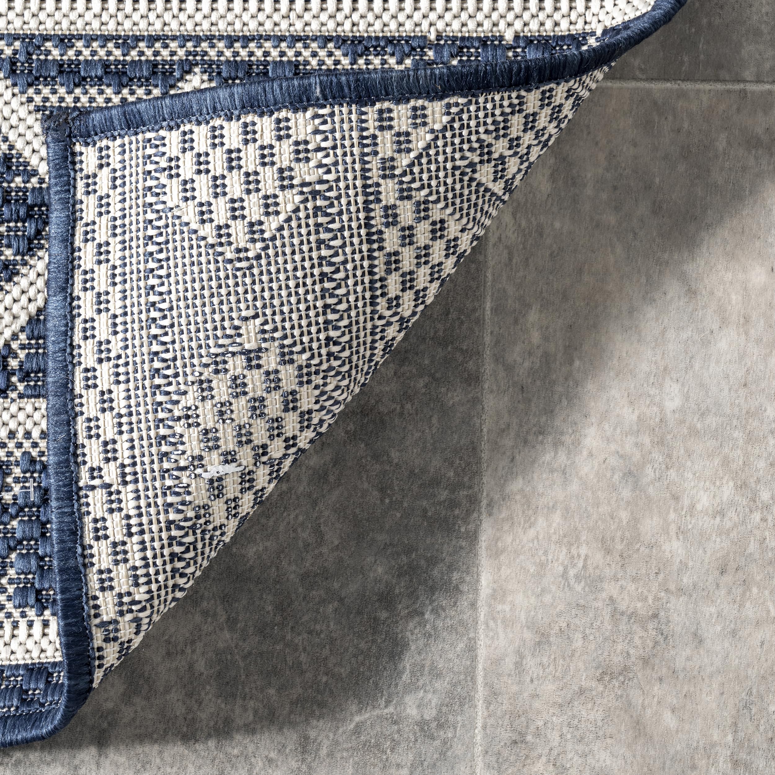 nuLOOM 4' x 6' Outdoor Performance Area Rug, Stain Resistant, Weather Resistant, High Traffic, Patio, Balcony, Outside, Cari Blue