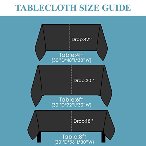 Vidafete 90*132inch Rectangle Tablecloth Polyester Table Cloth,Stain Resistant and Wrinkle Polyester Dining Table Cover for Kitchen Dinning Party Wedding Rectangular Tabletop Buffet Decoration(Black)