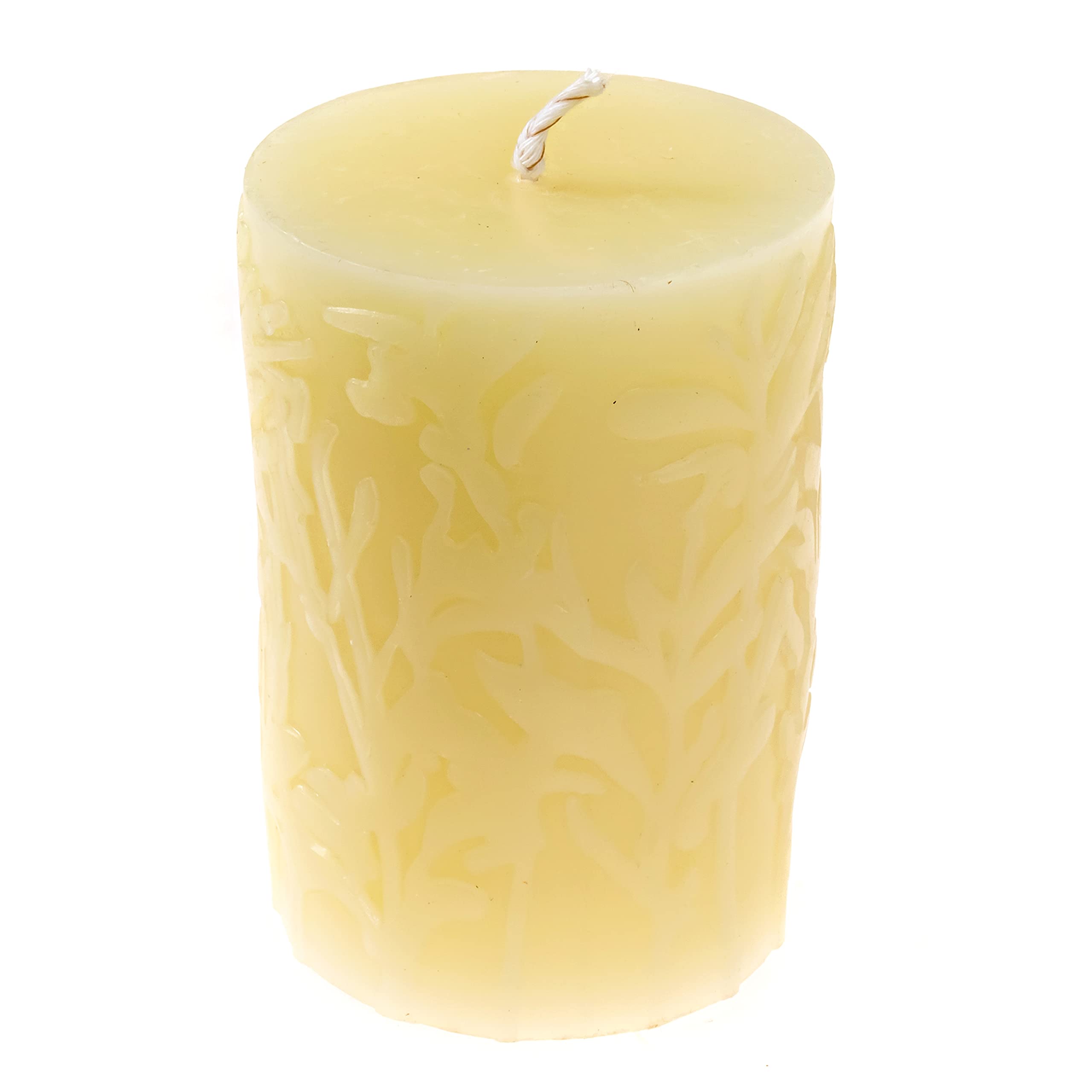 Wild Meadow Beeswax Candle - 100% Pure Beeswax Pillar Candles, Naturally Whitened & Chemical Free - 3x4-40 Hour Long Burn Time - Smokeless, Dripless, Unscented Candles - Alternative Imagination