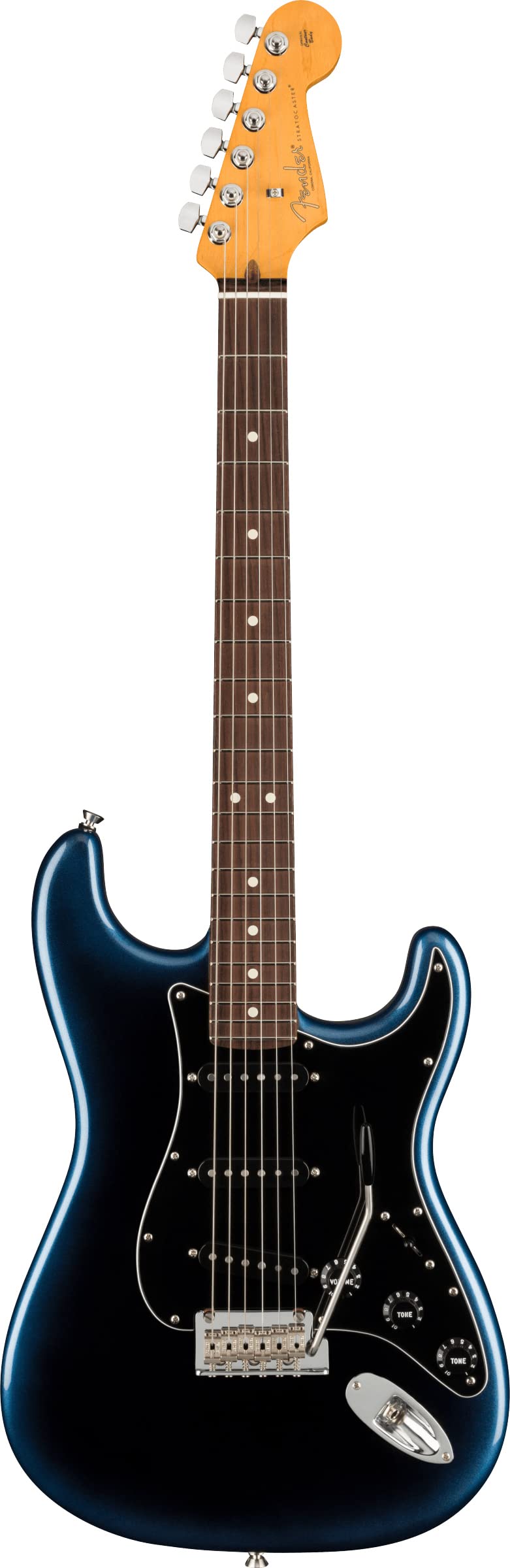 Fender American Professional II Stratocaster - Dark Night Bundle with Deluxe Case, Instrument Cable, Capo, Tuner, Strings, Strap Blocks, Strap, Picks, and Austin Bazaar Instructional DVD