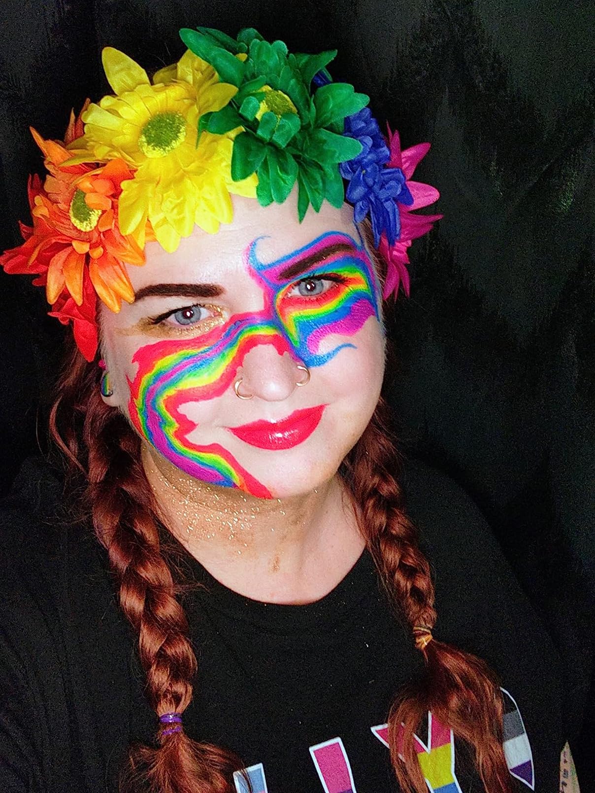 DDazzling Sunflower crown Boho crown Sunflower headband Flower Hair Accessory (Rainbow)