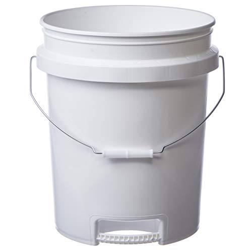 Hudson Exchange 5 Gallon Bucket with Bottom Grip Handle, HDPE, White