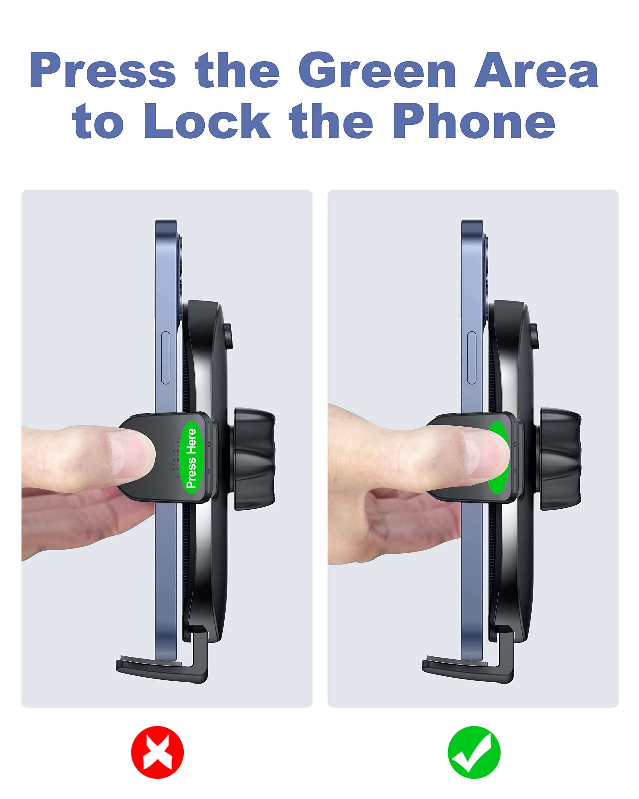 Universal Car Phone Holder Mount for Dashboard Windshield, Military Hands-Free Cell Phone Stand Automobile Cradles Truck Accessories Fit for All iPhone Android Smartphones